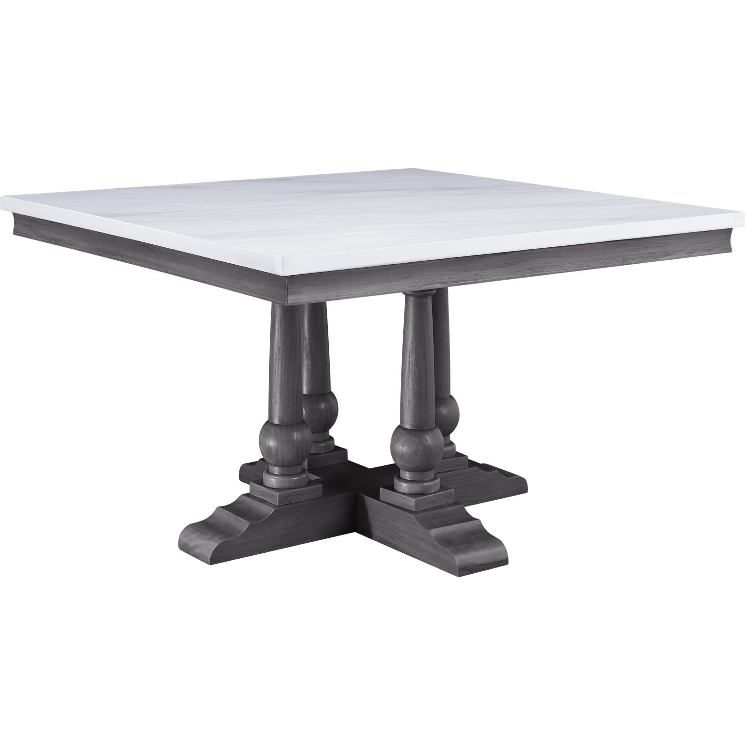 Acme 73270 Yabeina 48" Square Dining Table in Faux Marble & Gray Oak Finish