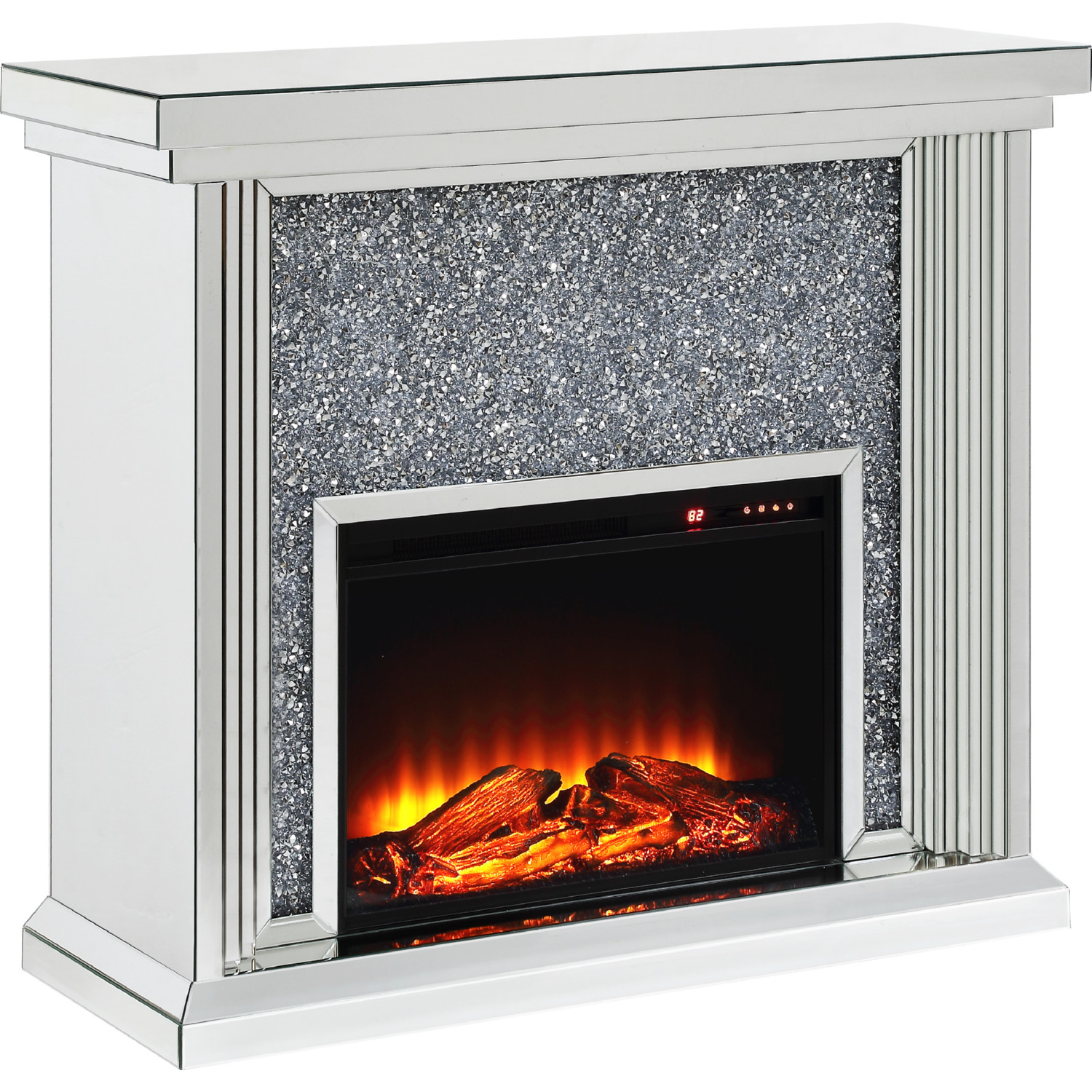 Acme 90455 Noralie Electric Fireplace in Mirror & Faux Diamonds