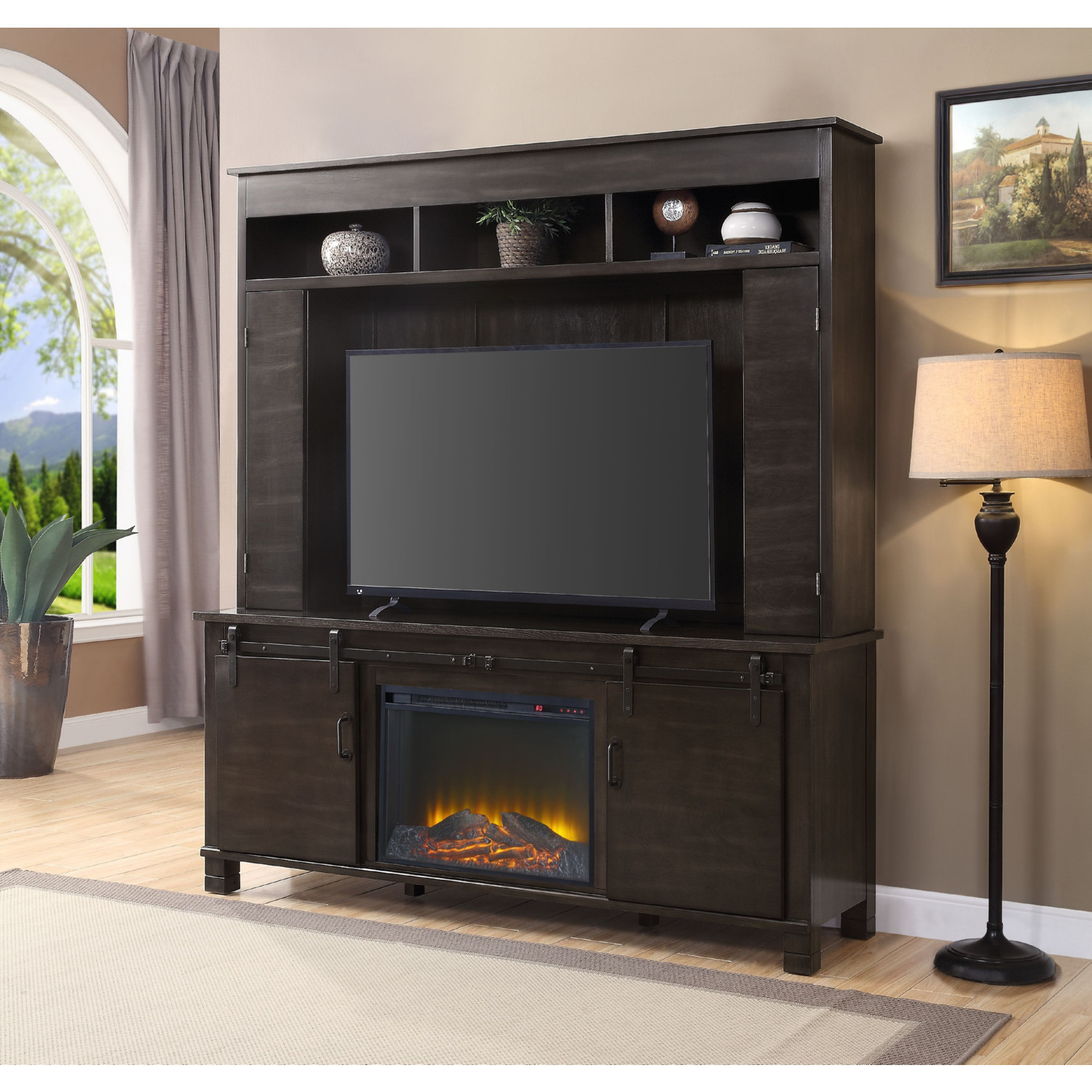 Acme 91630 Apison Entertainment Center with Fireplace in Espresso Finish