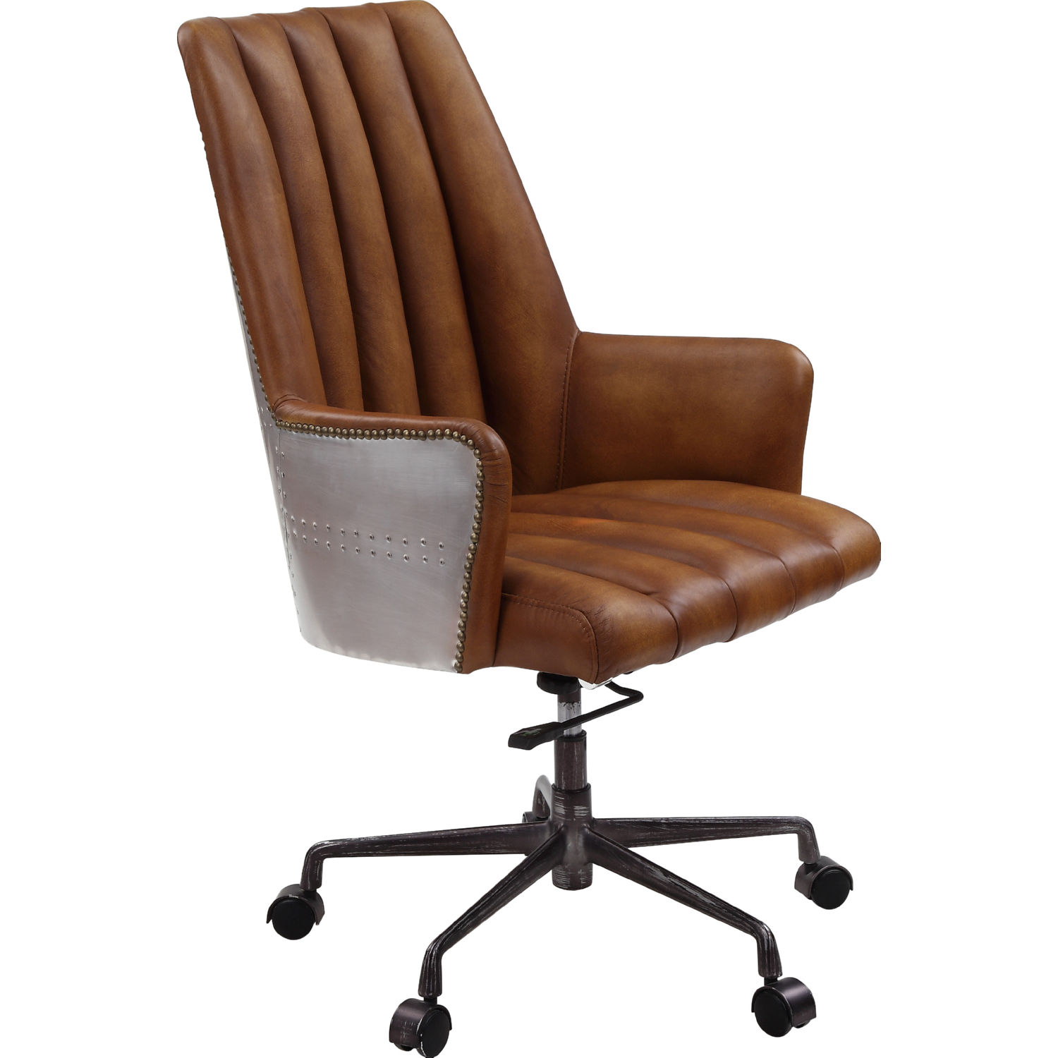 Acme 93176 Salvol Office Chair in Sahara Leather & Aluminum