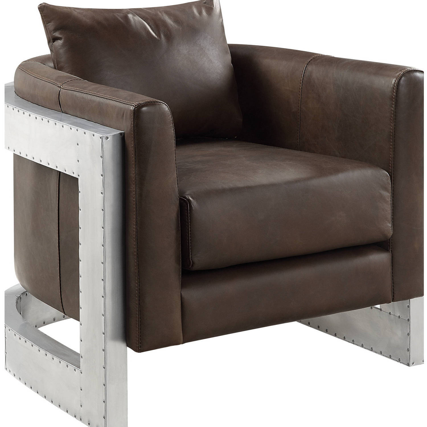 Acme AC01987 Betla Accent Arm Chair in Espresso Brown Top Grain Leather ...