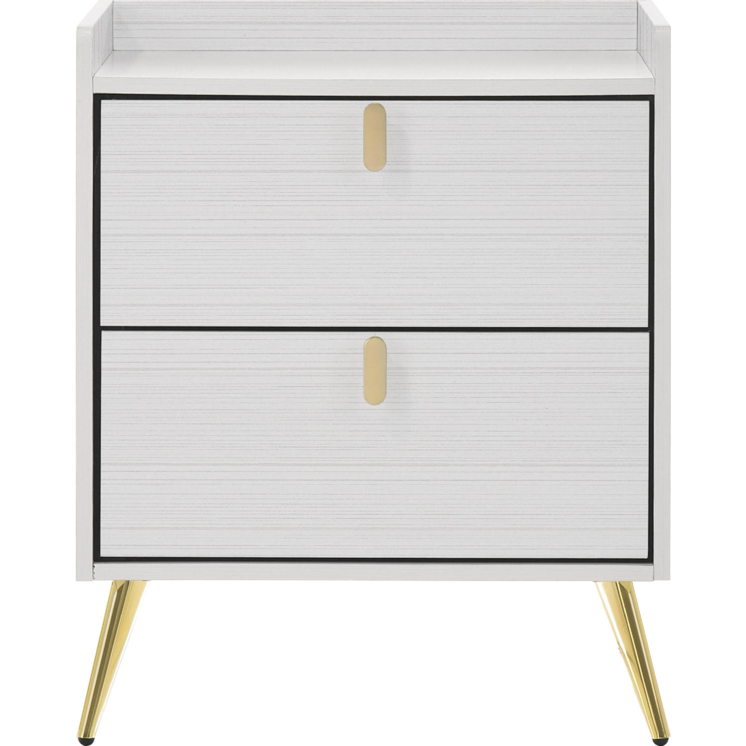 Acme BD01177 Zeena Nightstand in White & Gold Metal