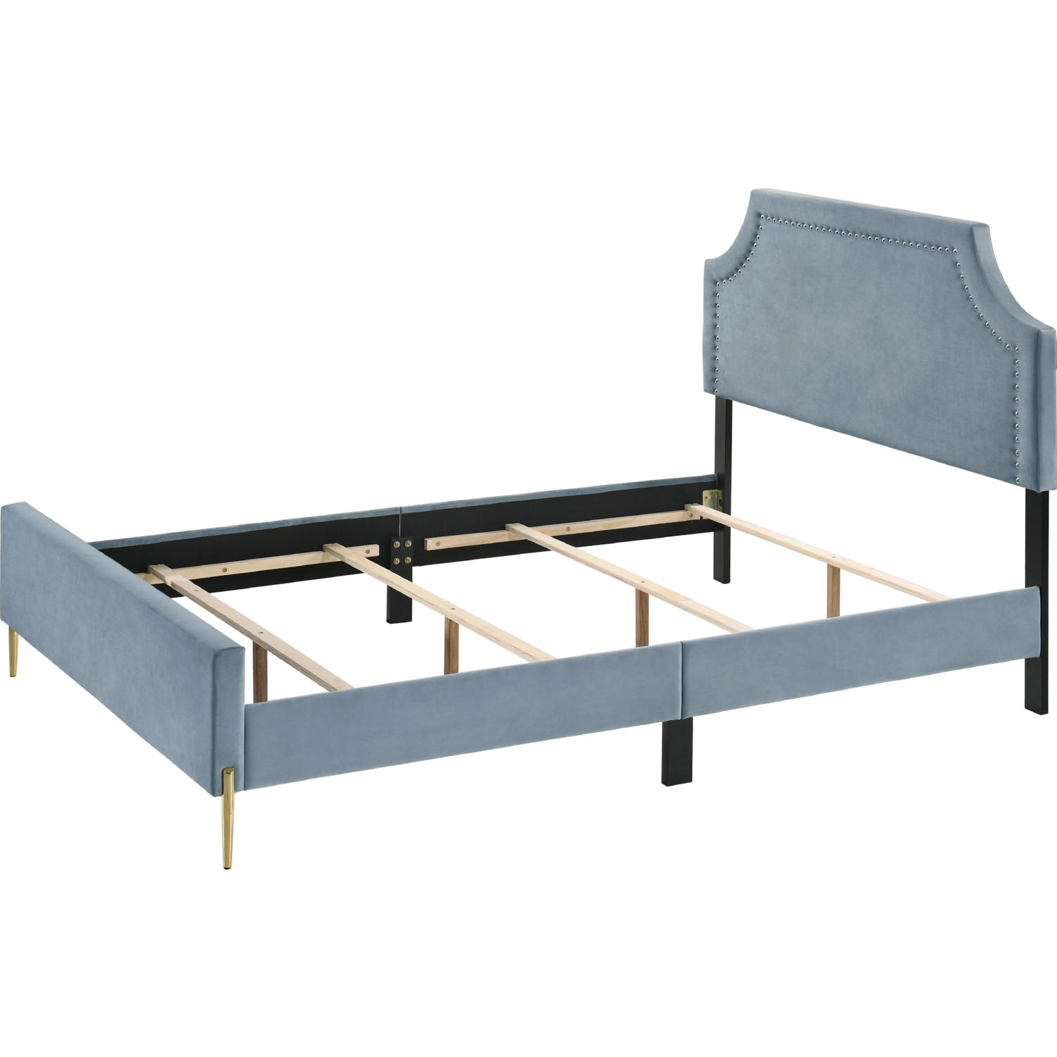 Acme BD01181Q Milla Queen Bed in Light Blue Velvet