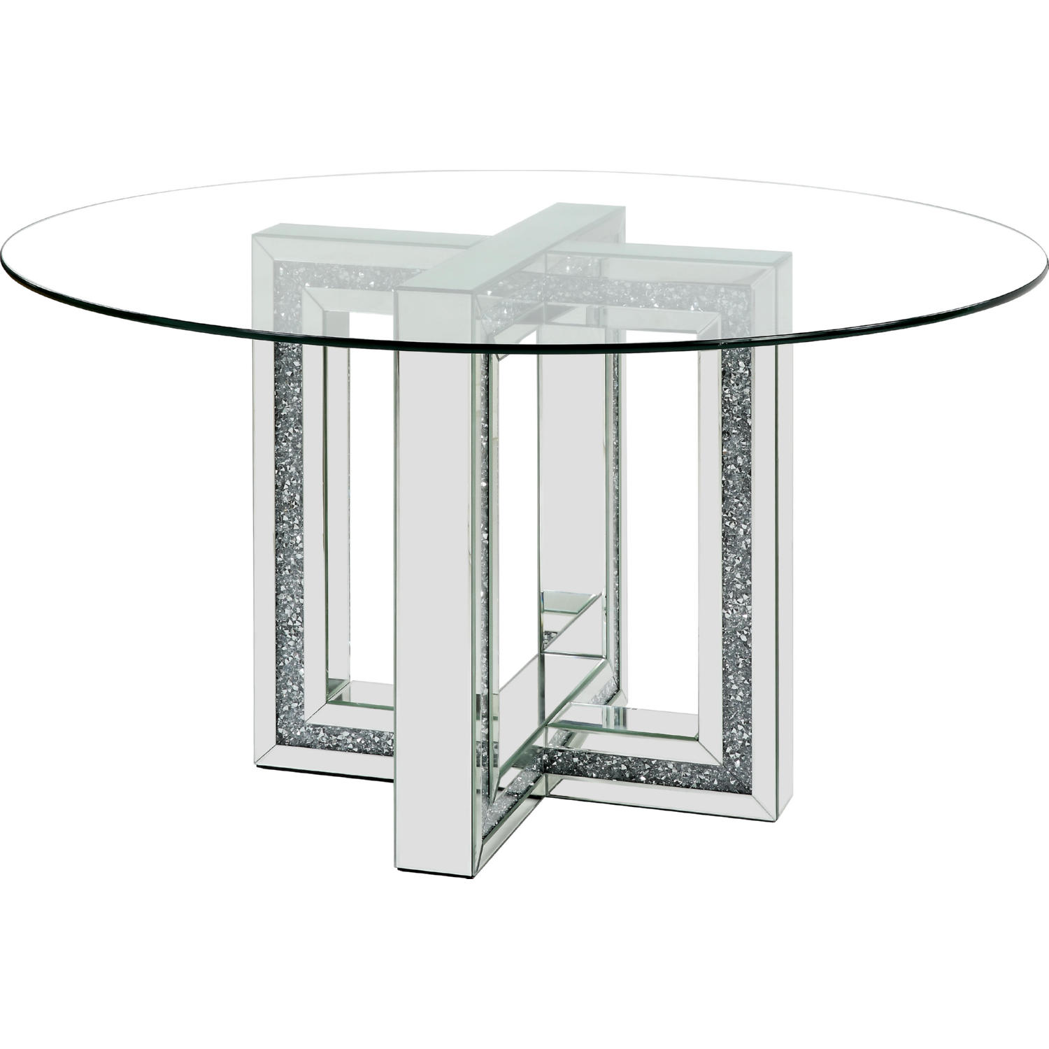 Acme DN00715 Noralie 52" Round Dining Table in Mirror, Faux Diamonds ...