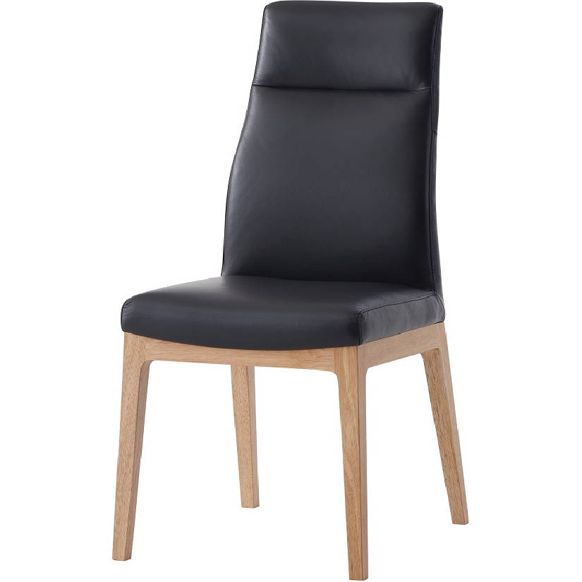 Acme DN02398 Raquan Dining Chair in Black Leather & Wood (Set of 2)