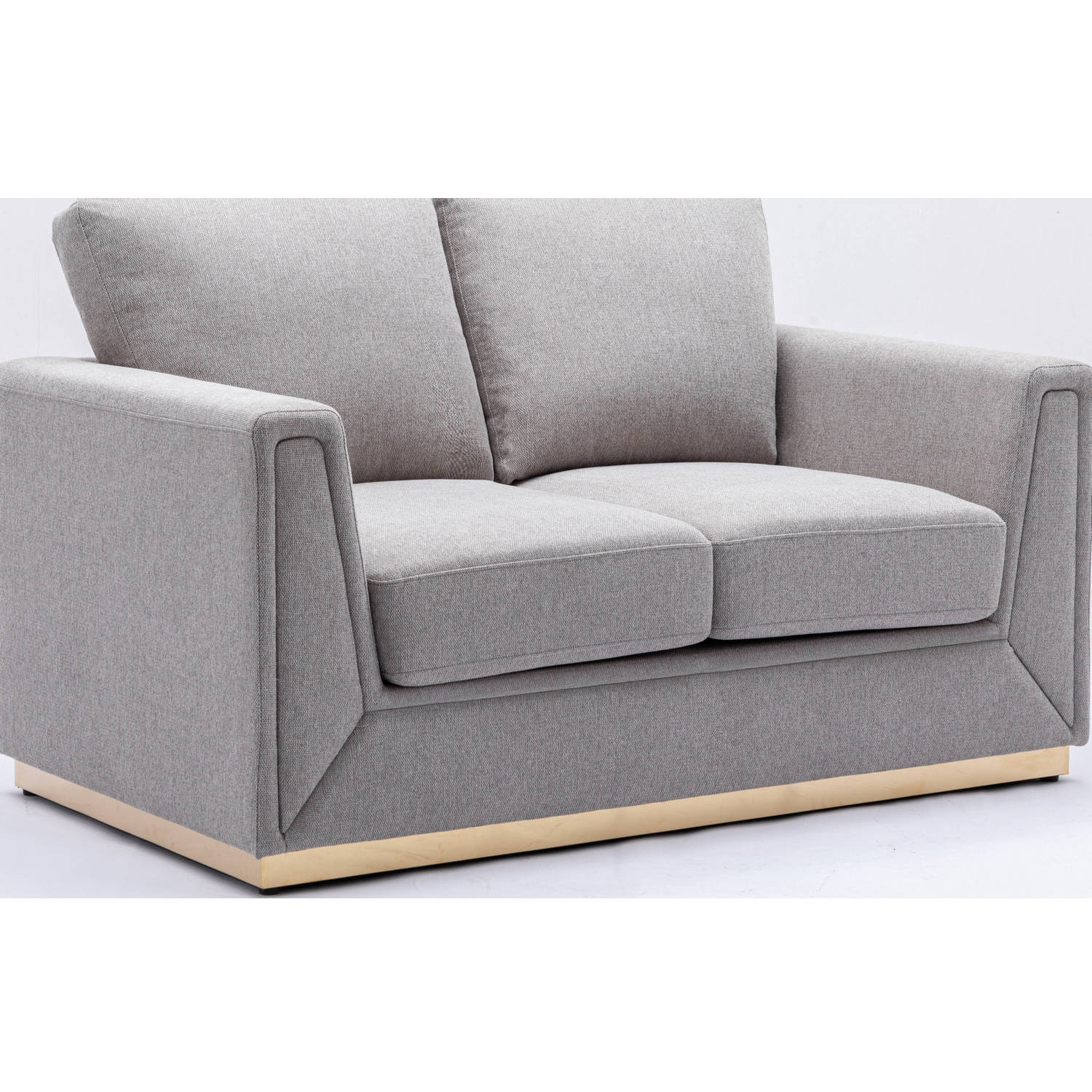 Acme LV01745 Valin Loveseat in Grey Linen & Gold Metal