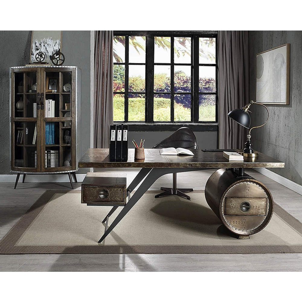 Acme OF02586 Brancaster Executive Writing Desk in Bronze Aluminum