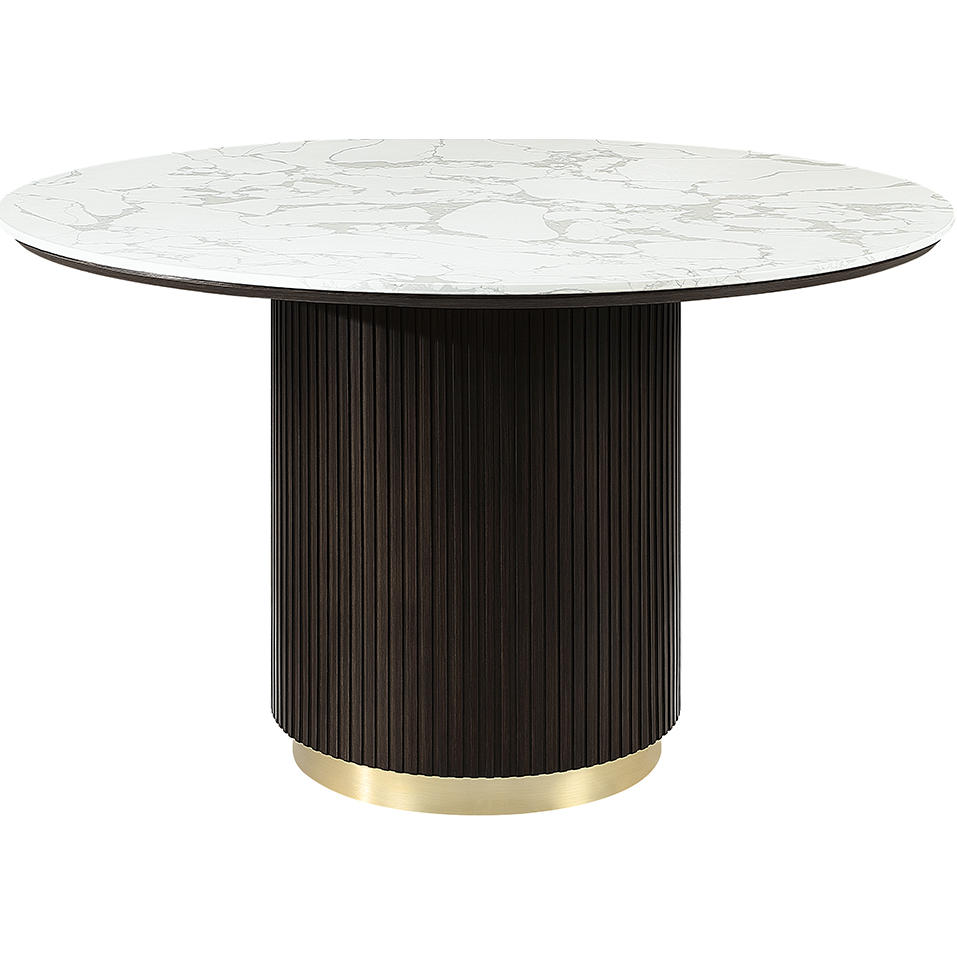 Acme DN03950 Clayten 52" Round Dining Table in Faux Marble & Espresso ...