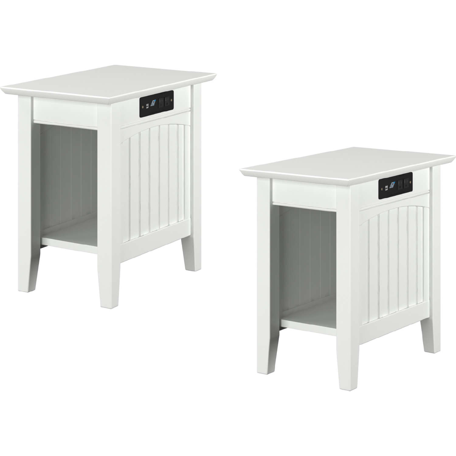 AFI AH33312 Nantucket Side Table with USB Charger in White Finish Solid ...