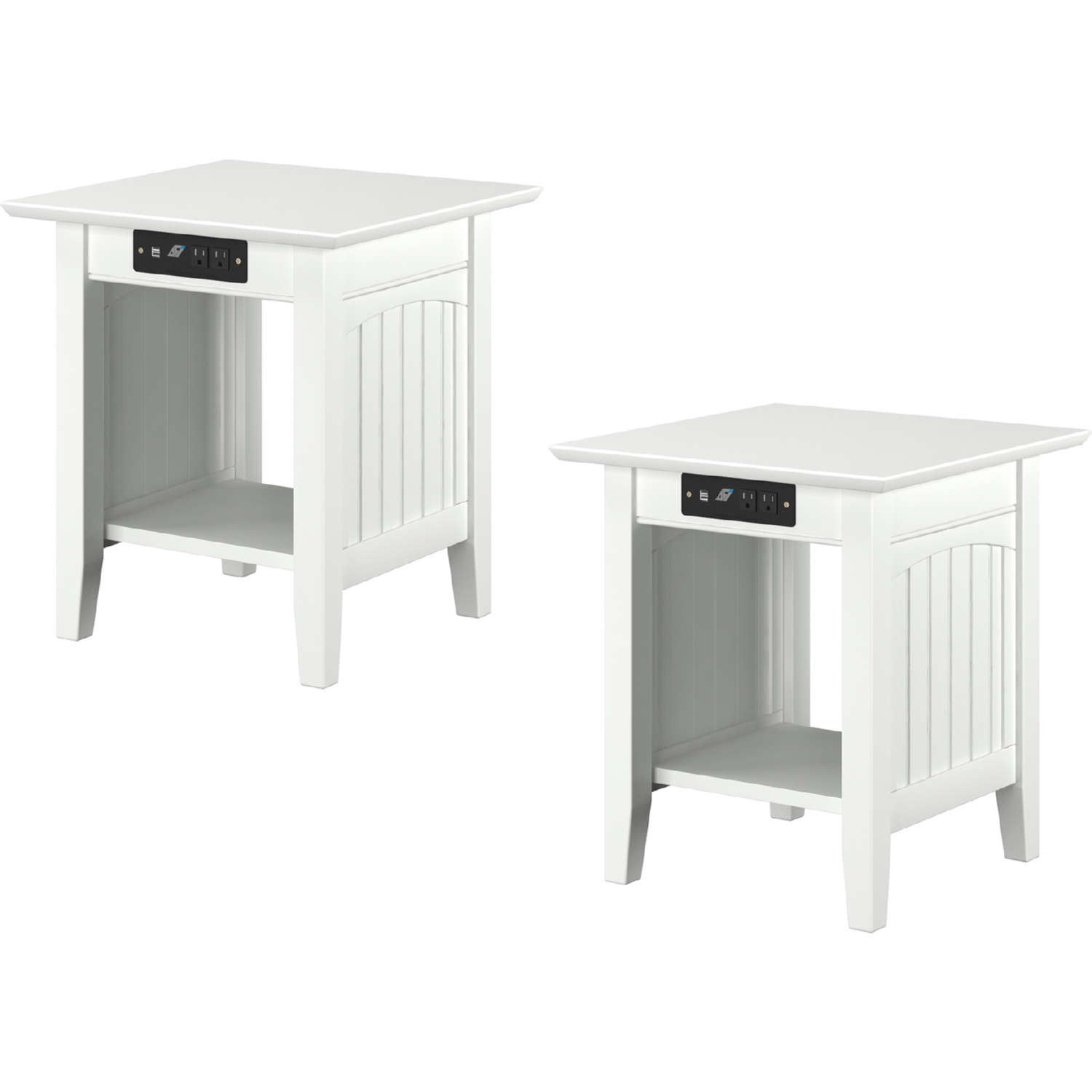 AFI AH34312 Nantucket End Table with USB Charger in White Finish Solid ...