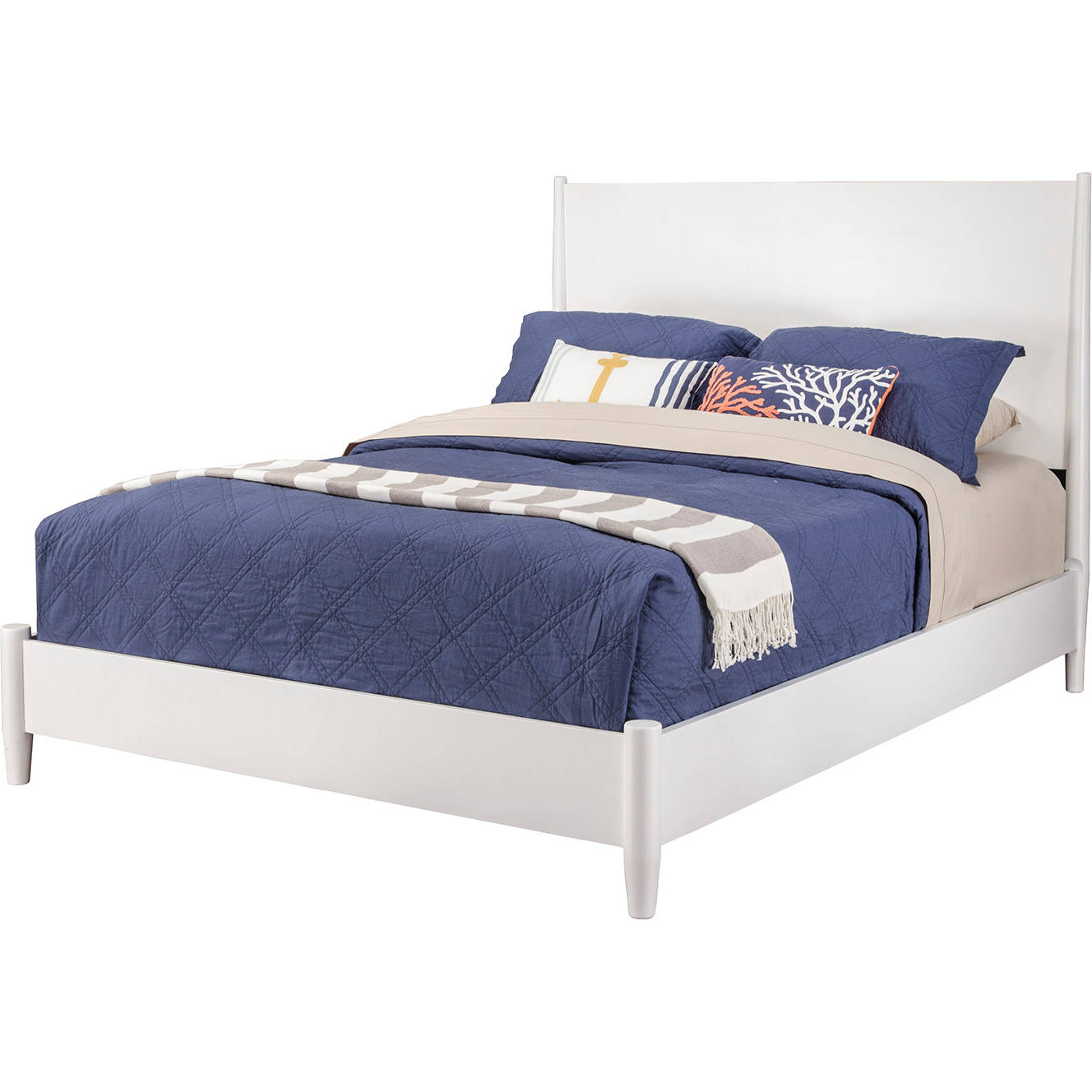 Alpine 766-W-07EK Flynn King Platform Bed in White Finish