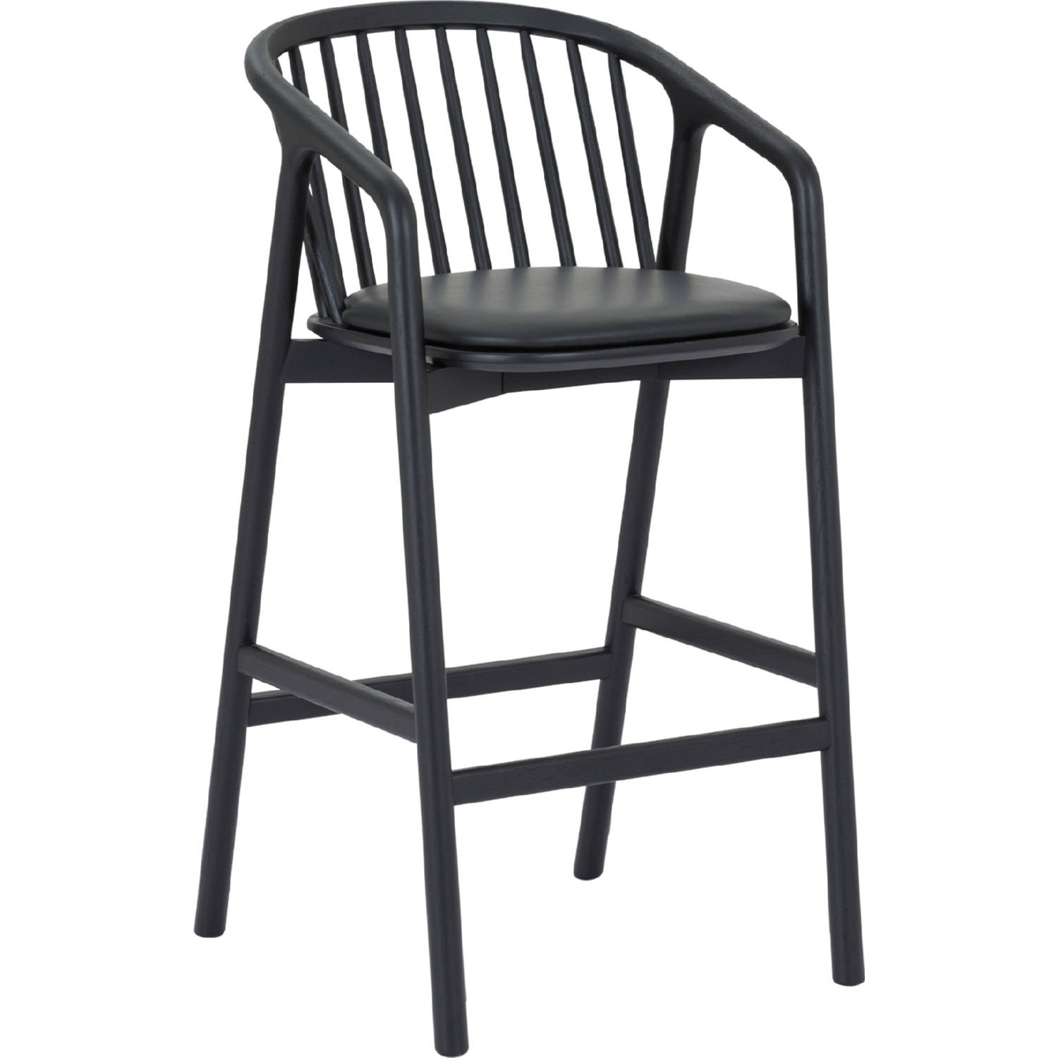 Armen LCECBABLK30 Echo Bar Stool in Black Oak Wood & Black Leatherette ...