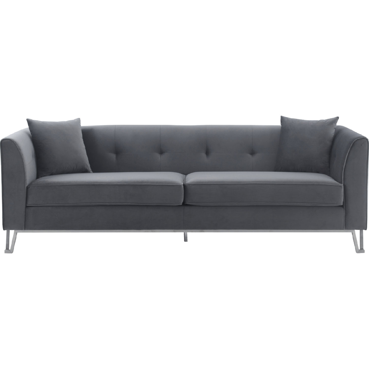 Armen LCEV3GREY Everest 90" Sofa in Grey Fabric & Brushed Stainless ...