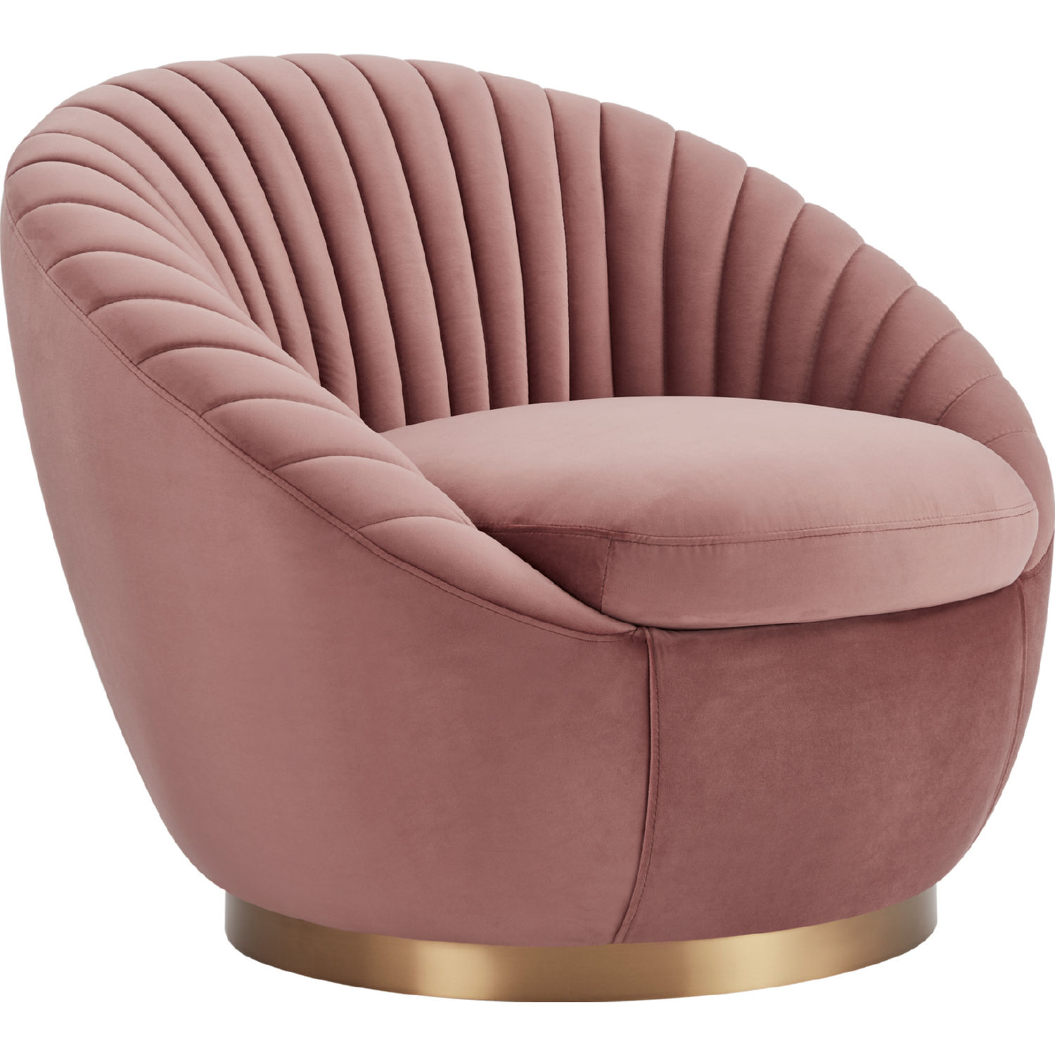 Armen LCMTCHBLUSH Mitzey Swivel Accent Chair in Channel Tufted Blush ...
