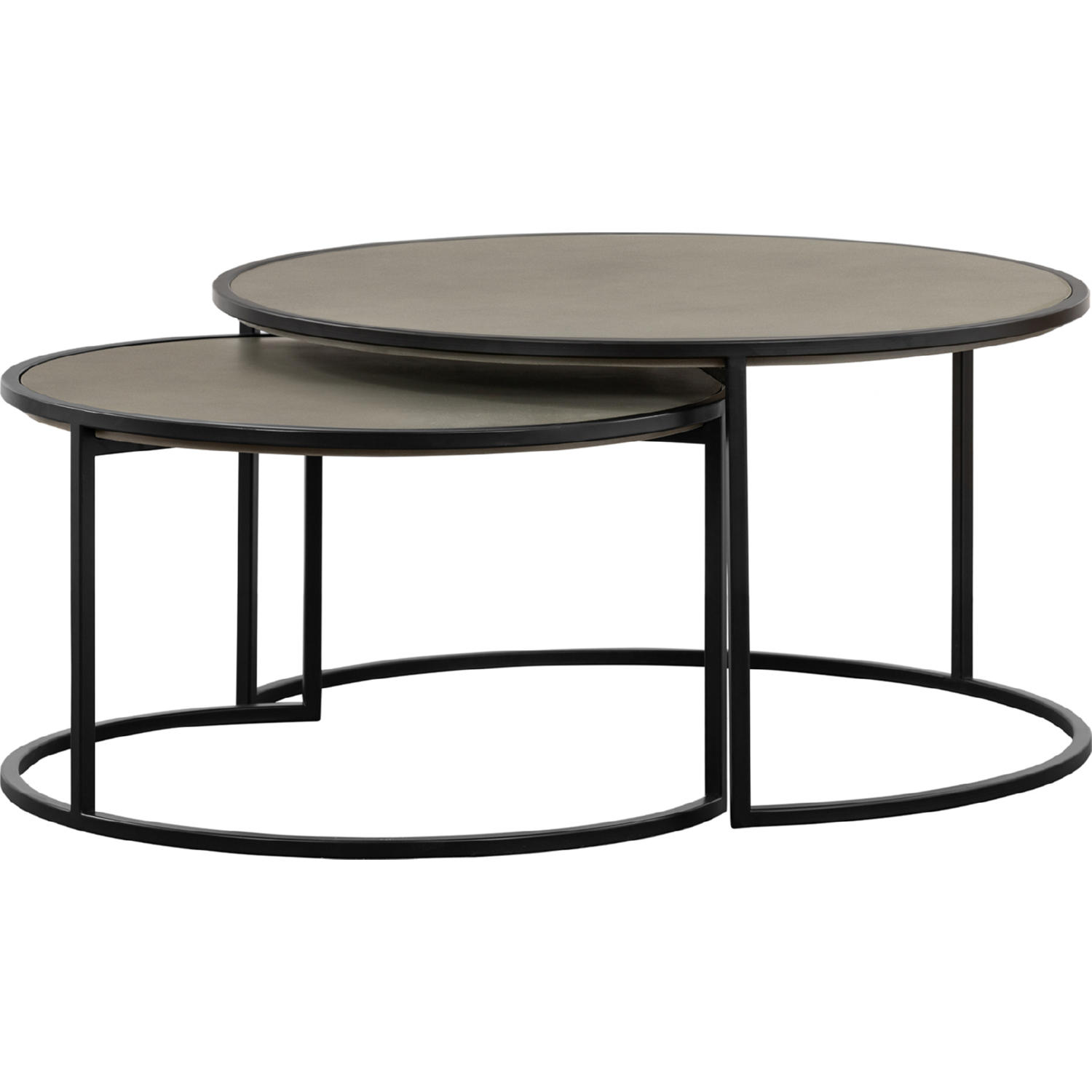 Armen LCRICOCCGR Rina2 Piece Nesting Coffee Table Set in Gray Concrete & Black Metal