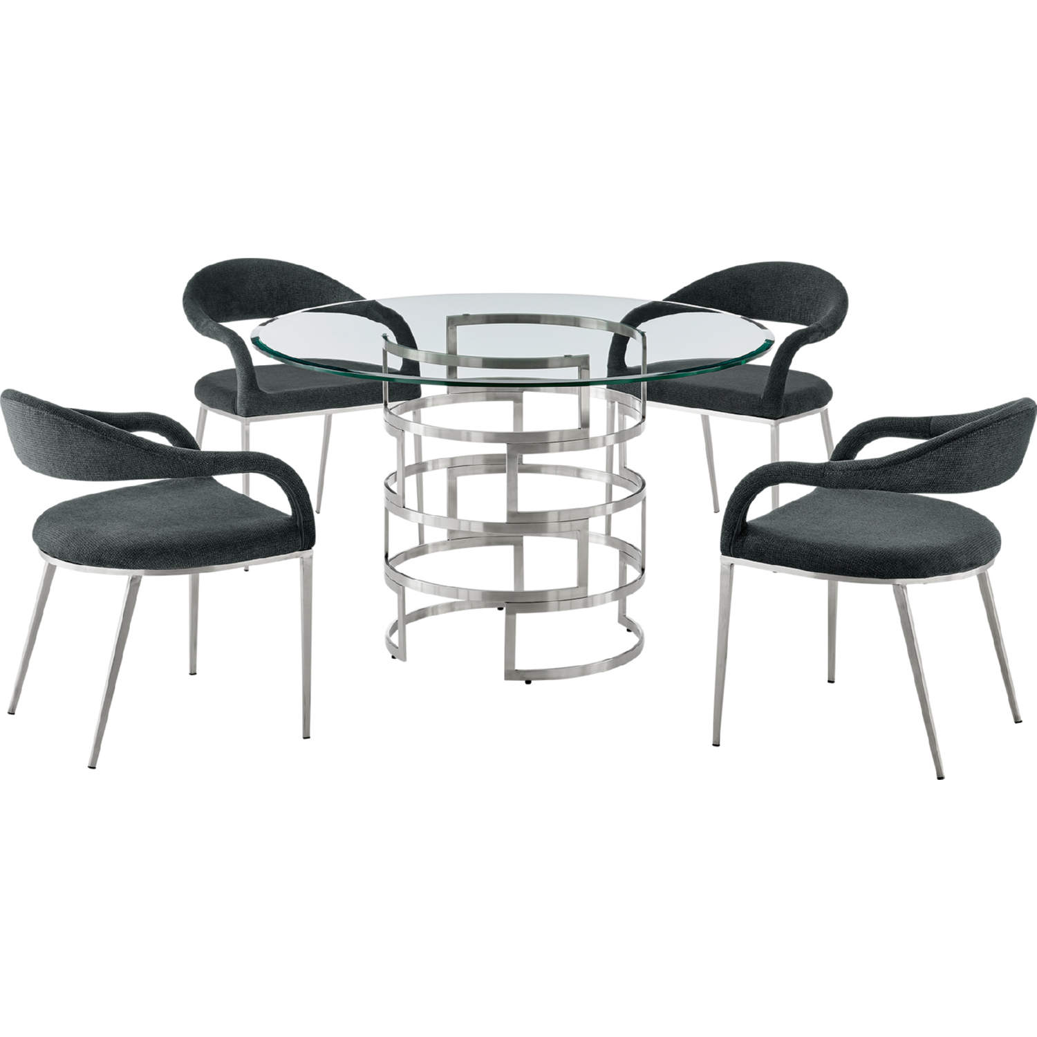 Armen SETDI5BSCH Diaz & Morgan 5 Piece Dining Set in Brushed Stainless ...
