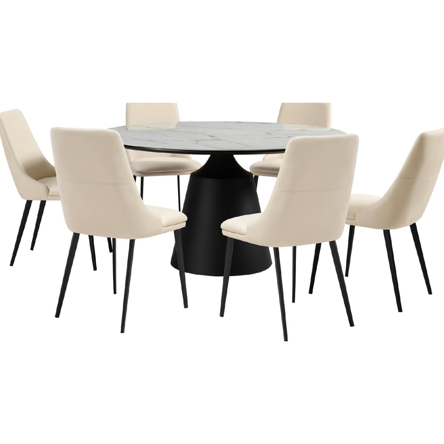 Armen SETKNGE7BB Knox & Genesis 7 Piece Dining Set in White Stone ...