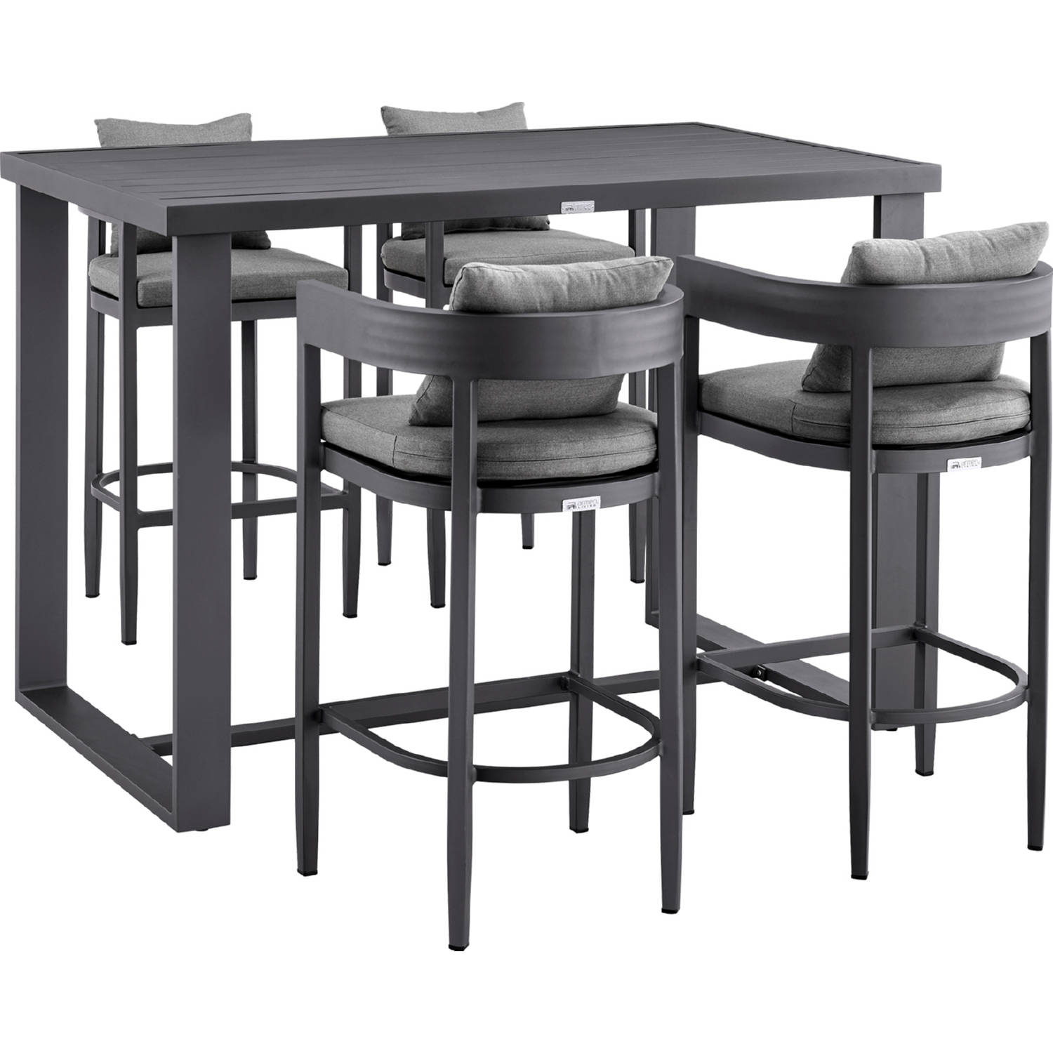 Armen SETODMQGR30 Menorca Outdoor 5 PC Bar Set in Aluminum & Grey Fabric
