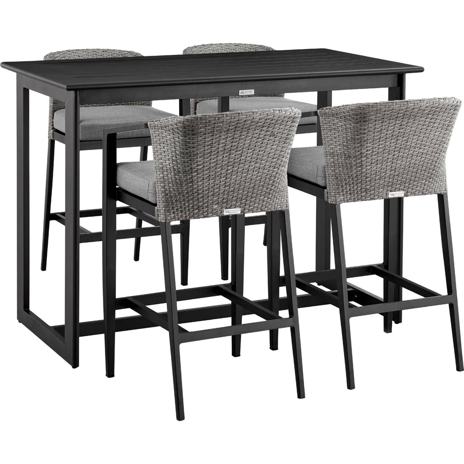 Armen SETODPA5BTBLGRY Palma Outdoor 5 PC Bar Set in Aluminum & Grey Fabric