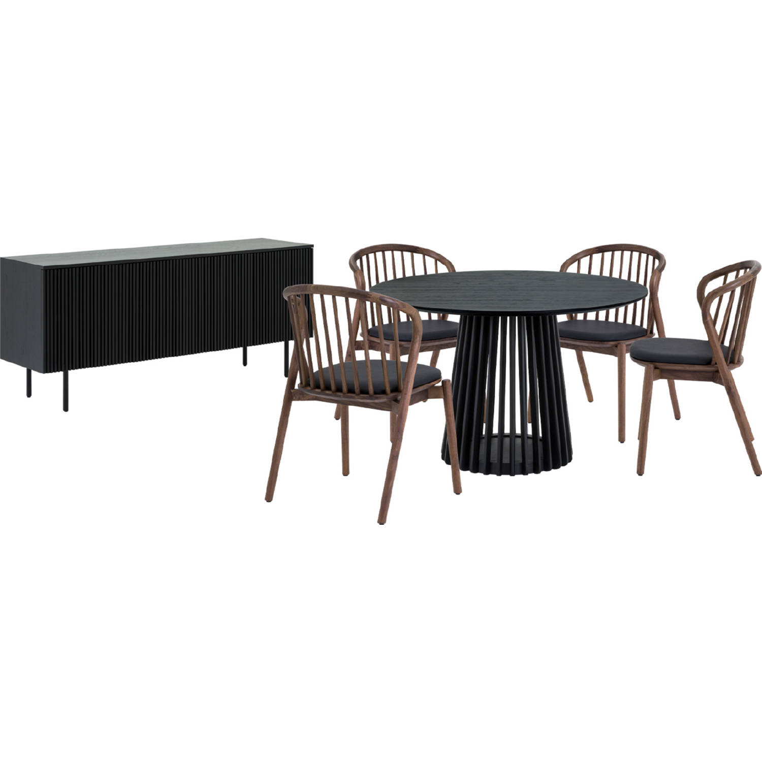 Armen SETRPABLK6ECWAL Pasadena Echo 6 Piece Round Dining Set with ...