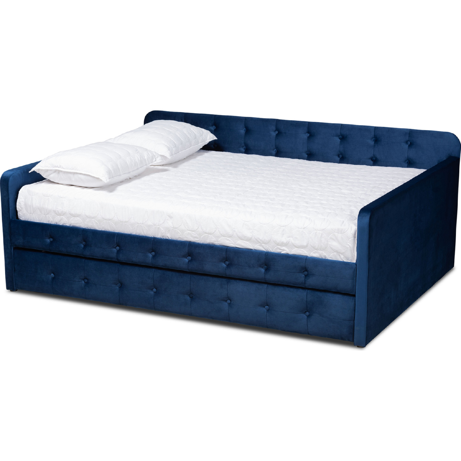 Baxton CF9183-Navy Blue-Daybed-F/T Jona Full Daybed with Trundle in ...