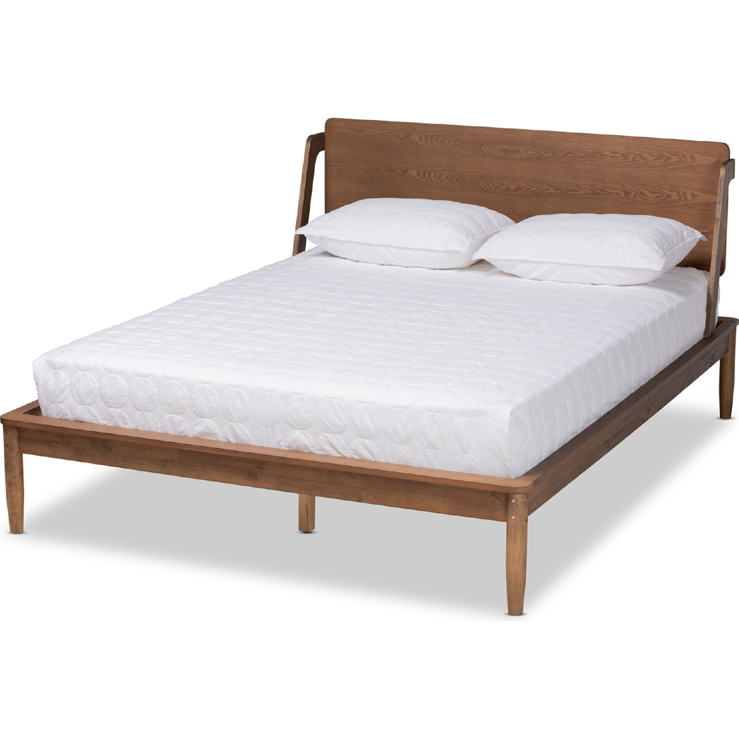 Baxton MG0047-9-Ash Walnut-Full Sadler Full Platform Bed in Ash Walnut ...