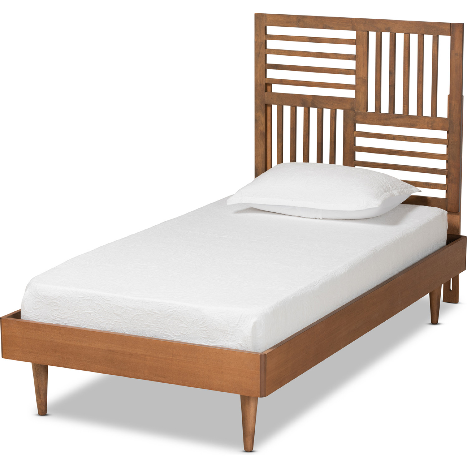 Baxton Romy-Ash Walnut-Twin Romy Twin Platform Bed in Walnut Finish Wood