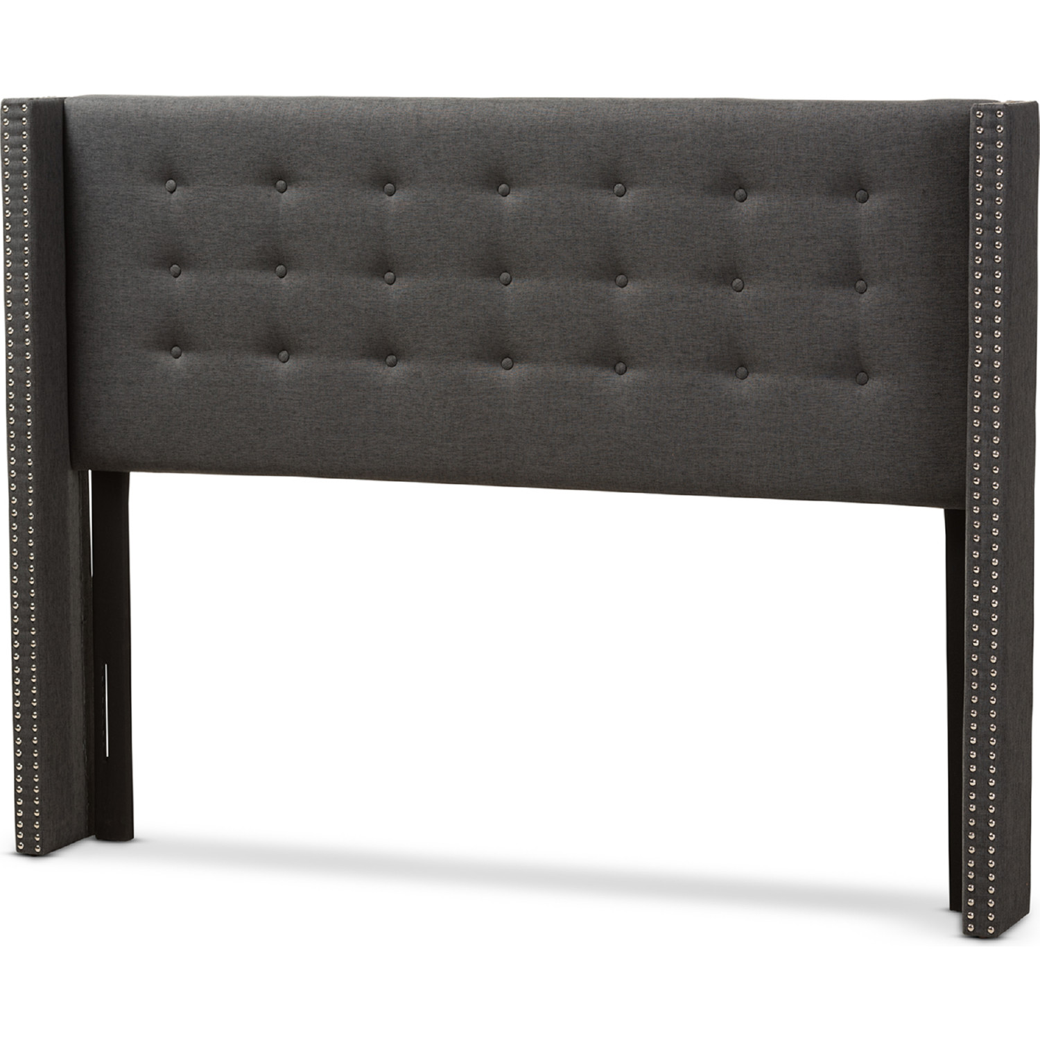 Baxton BBT6627-Dark Grey-King HB Ginaro King Winged Headboard in Tufted ...