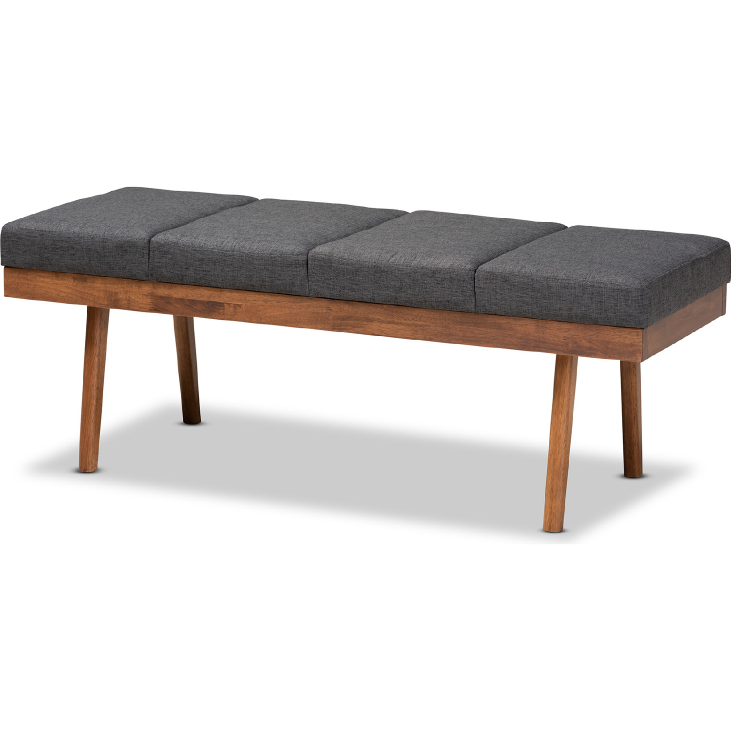 Baxton BBT5364-Dark Grey-Bench Larisa Bench in Channel Tufted Charcoal ...