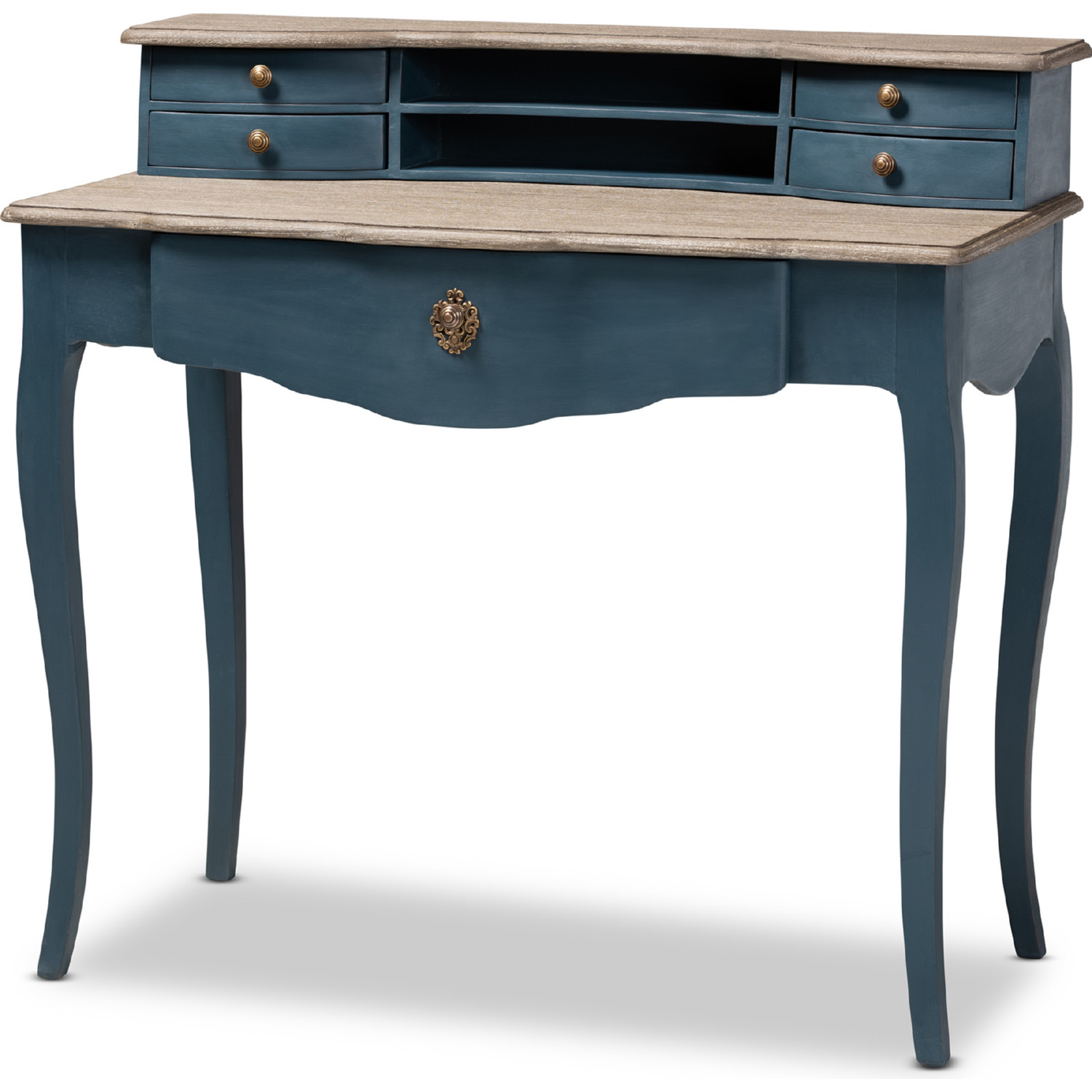 Baxton CES2-Blue Spruce-Desk Celestine Writing Desk in Blue & Wood
