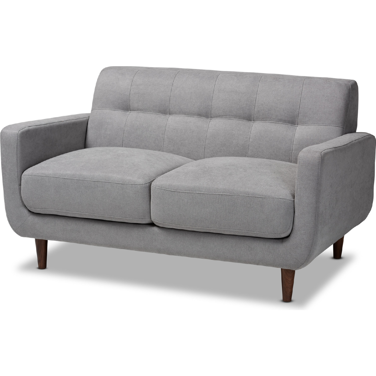 Baxton J1453-Light Grey-LS Allister Loveseat in Tufted Light Gray Fabric