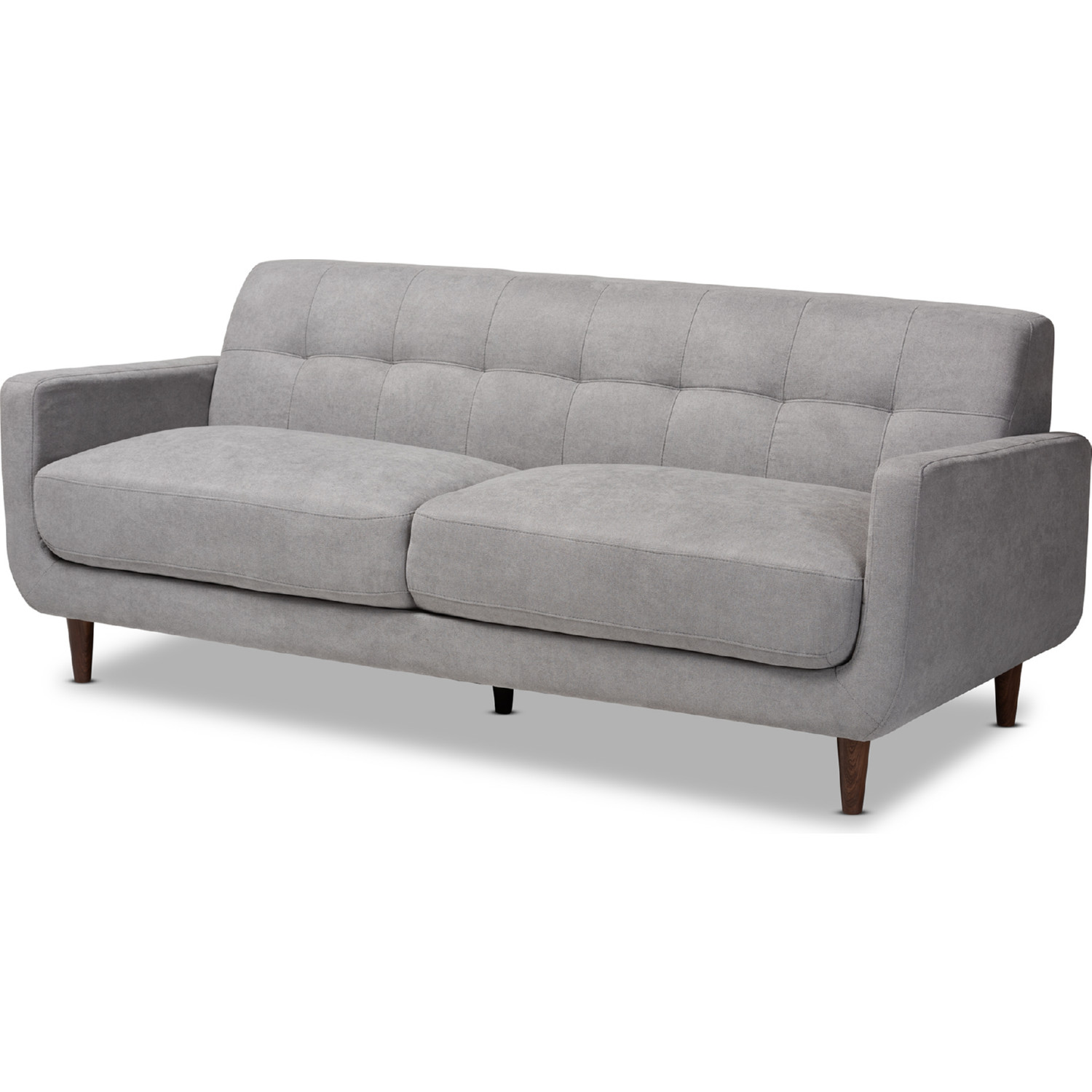 Baxton J1453-Light Grey-SF Allister Sofa in Tufted Light Gray Fabric