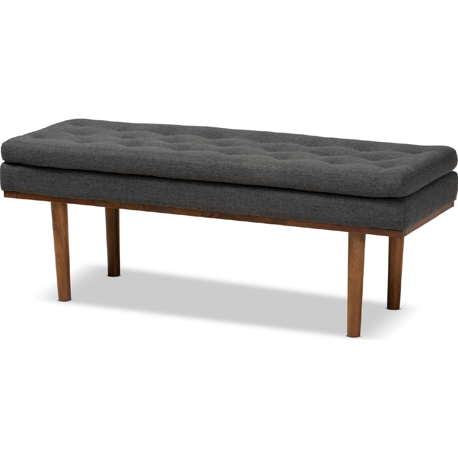 Baxton BBT5369-Dark Grey/Walnut-Bench Arne Bench in Dark Gray Fabric ...