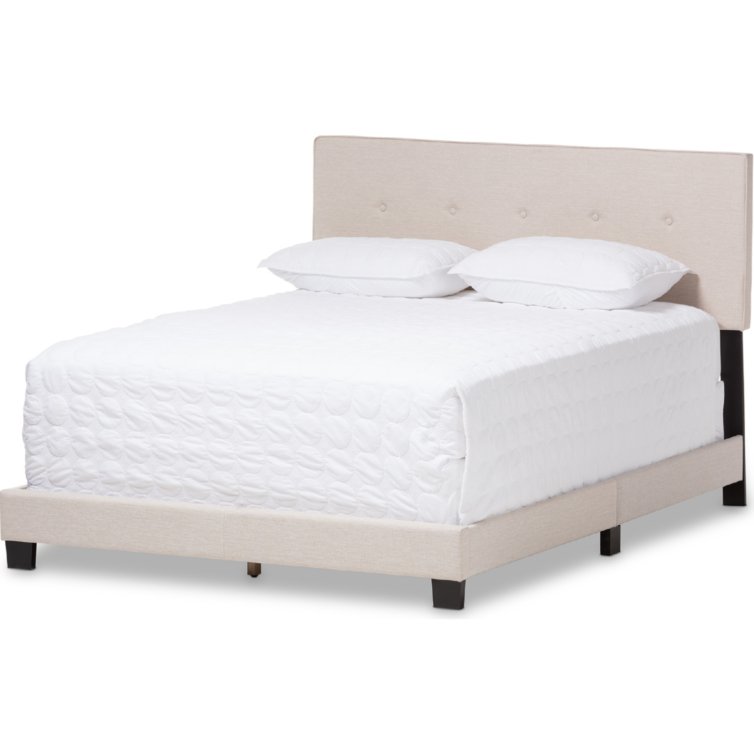 Baxton CF8747-H-Light Beige-Queen Hampton Queen Bed in Tufted Light ...