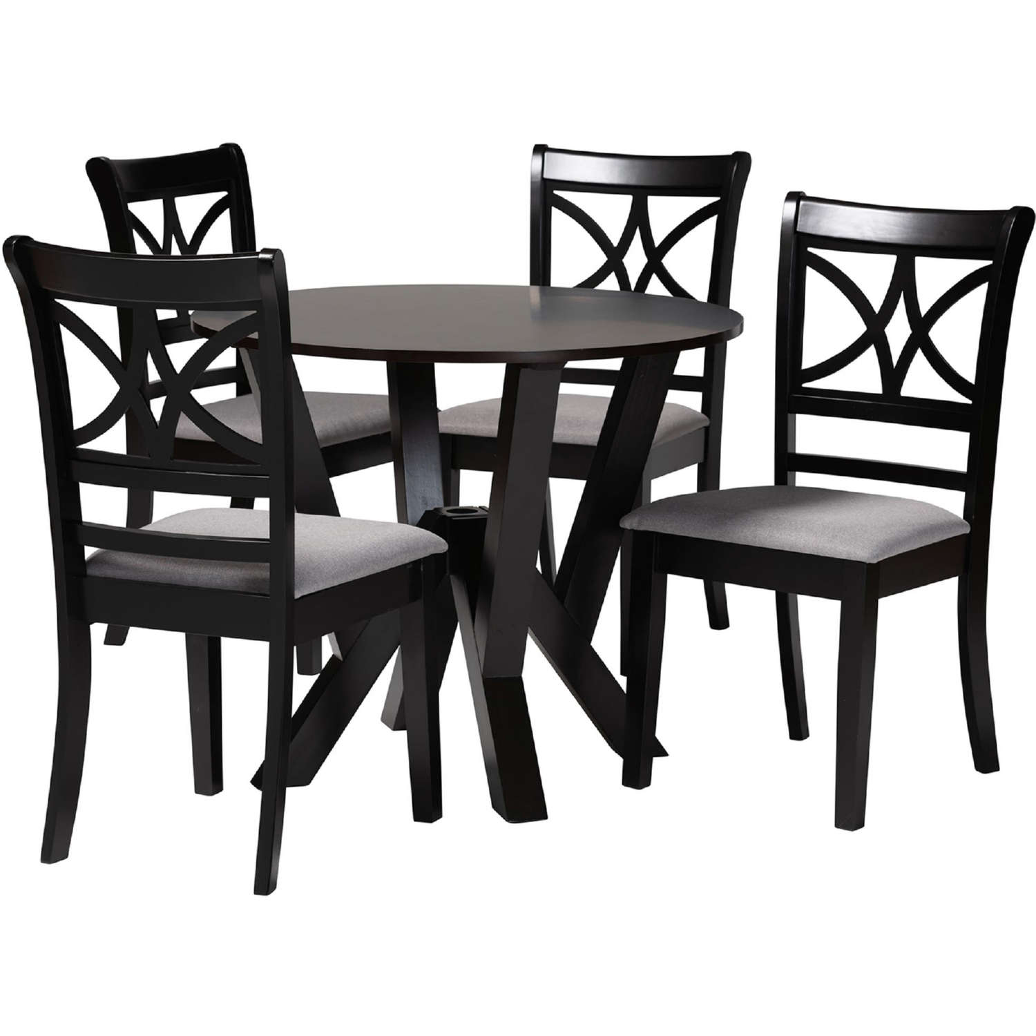 Baxton Mari-Grey/Dark Brown-5PC Dining Set Mari 5 Piece Dining Set in ...