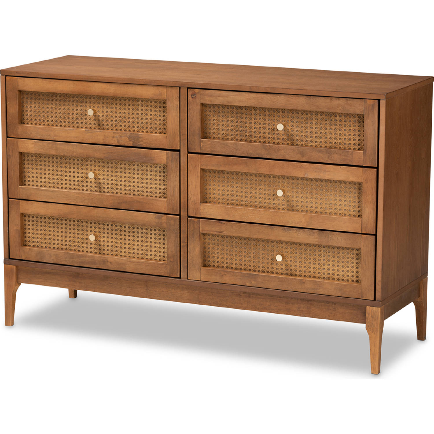 Baxton MG9005-Ash Walnut/Rattan-6DW-Dresser Ramiel 6 Drawer Dresser in ...
