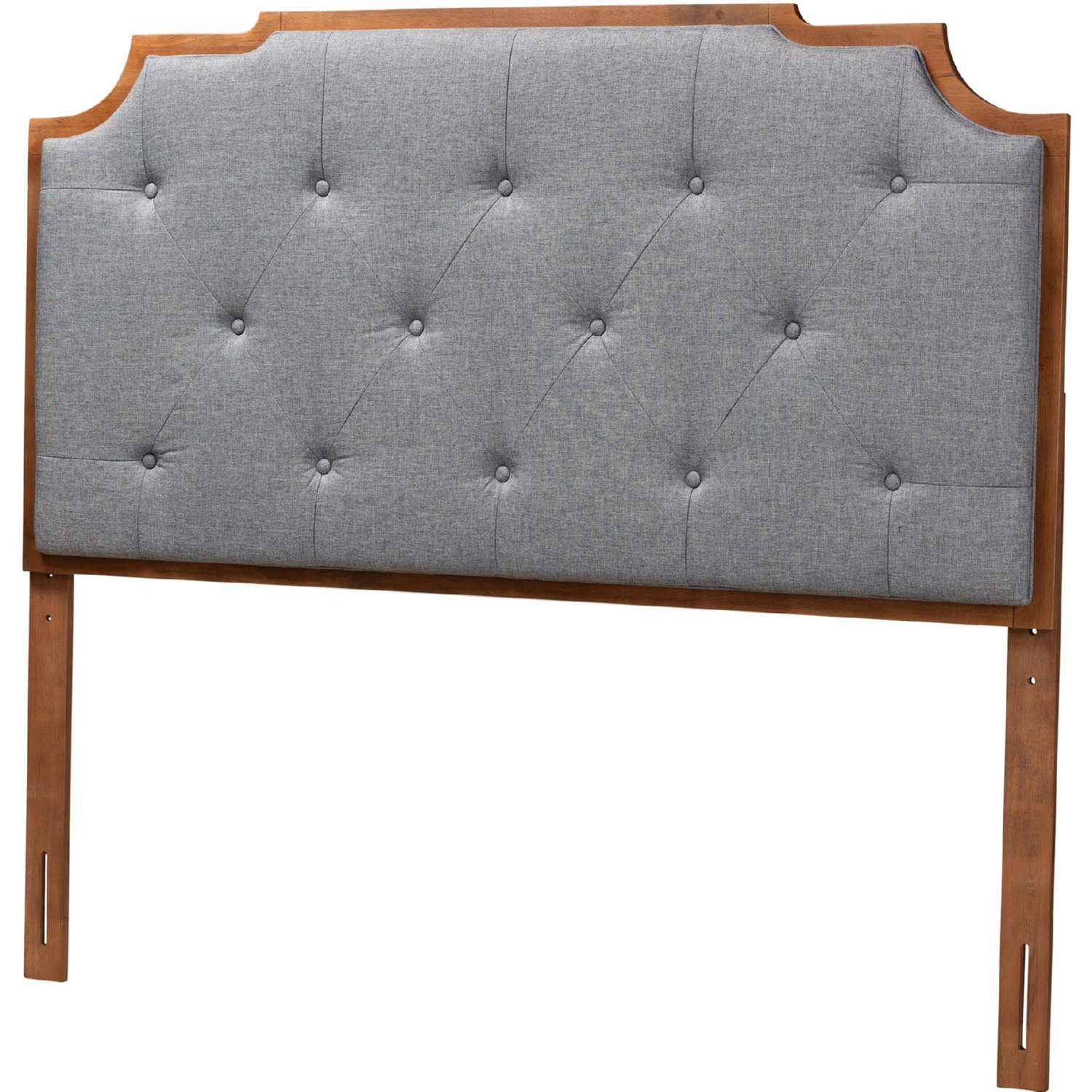 Baxton MG9777-Dark Grey/Walnut-HB-Queen Fortuna Queen Headboard in ...