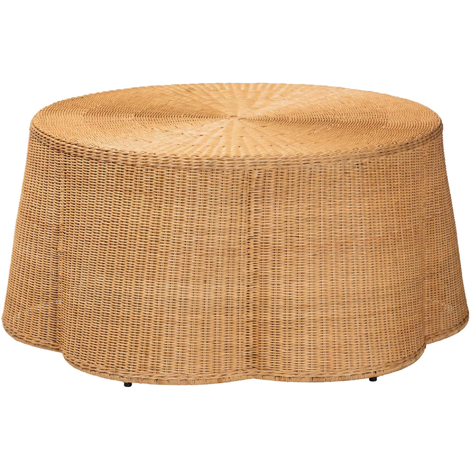 Baxton Palm-Light Honey Rattan-Coffee Table Palm Scallop Coffee Table ...