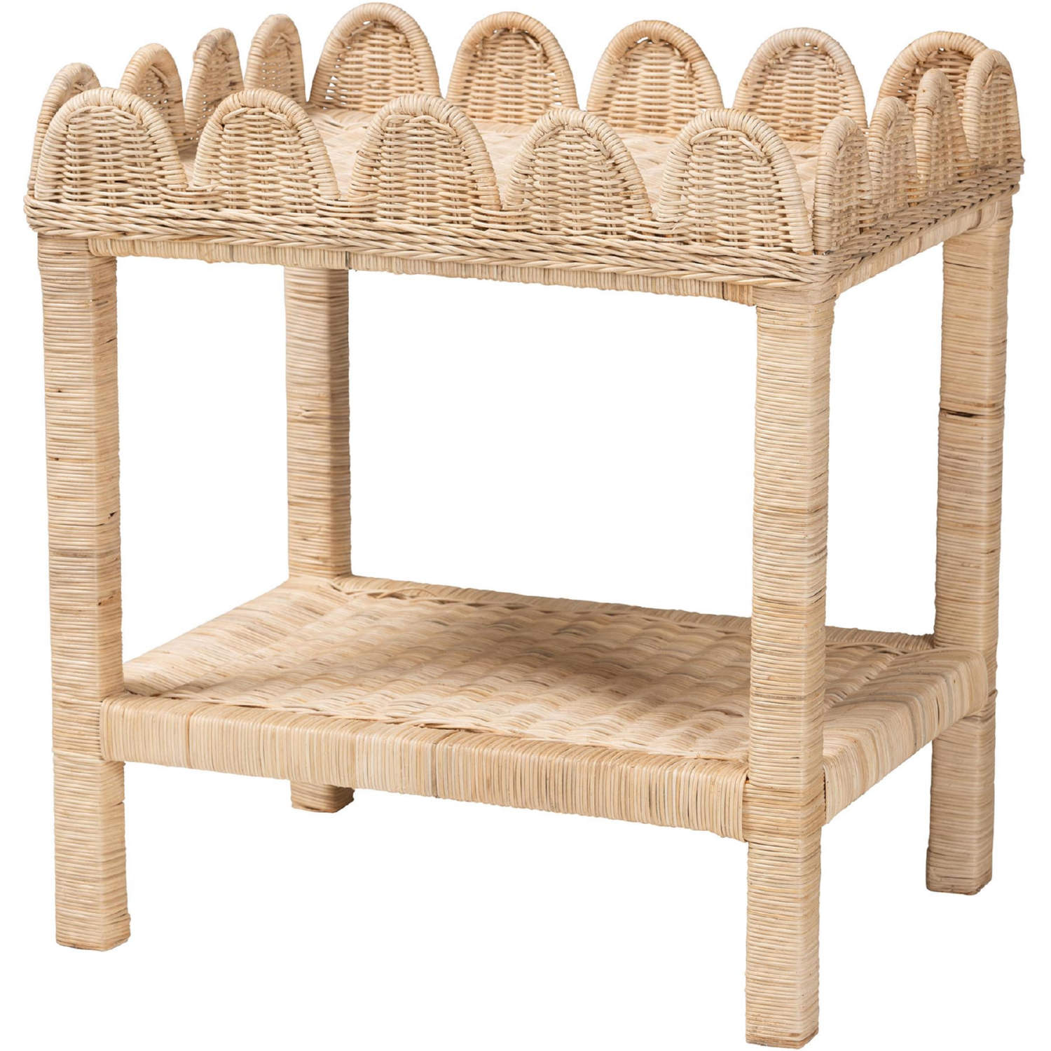 Baxton WS069-Natural Rattan-Side Table Sumana Scallop Side Table in ...