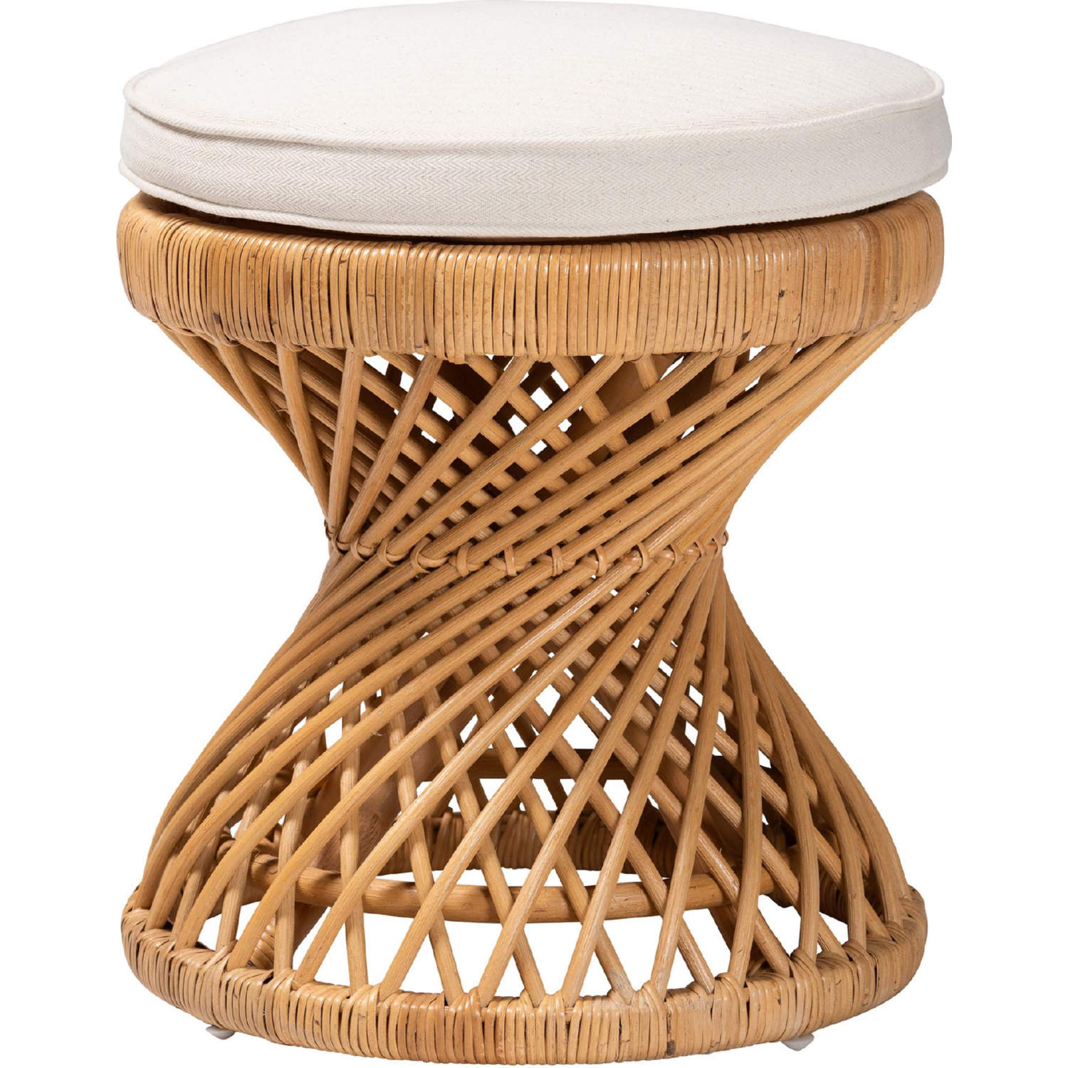 Baxton Borneo-Light Honey-Rattan-Stool Borneo Footstool Ottoman in ...