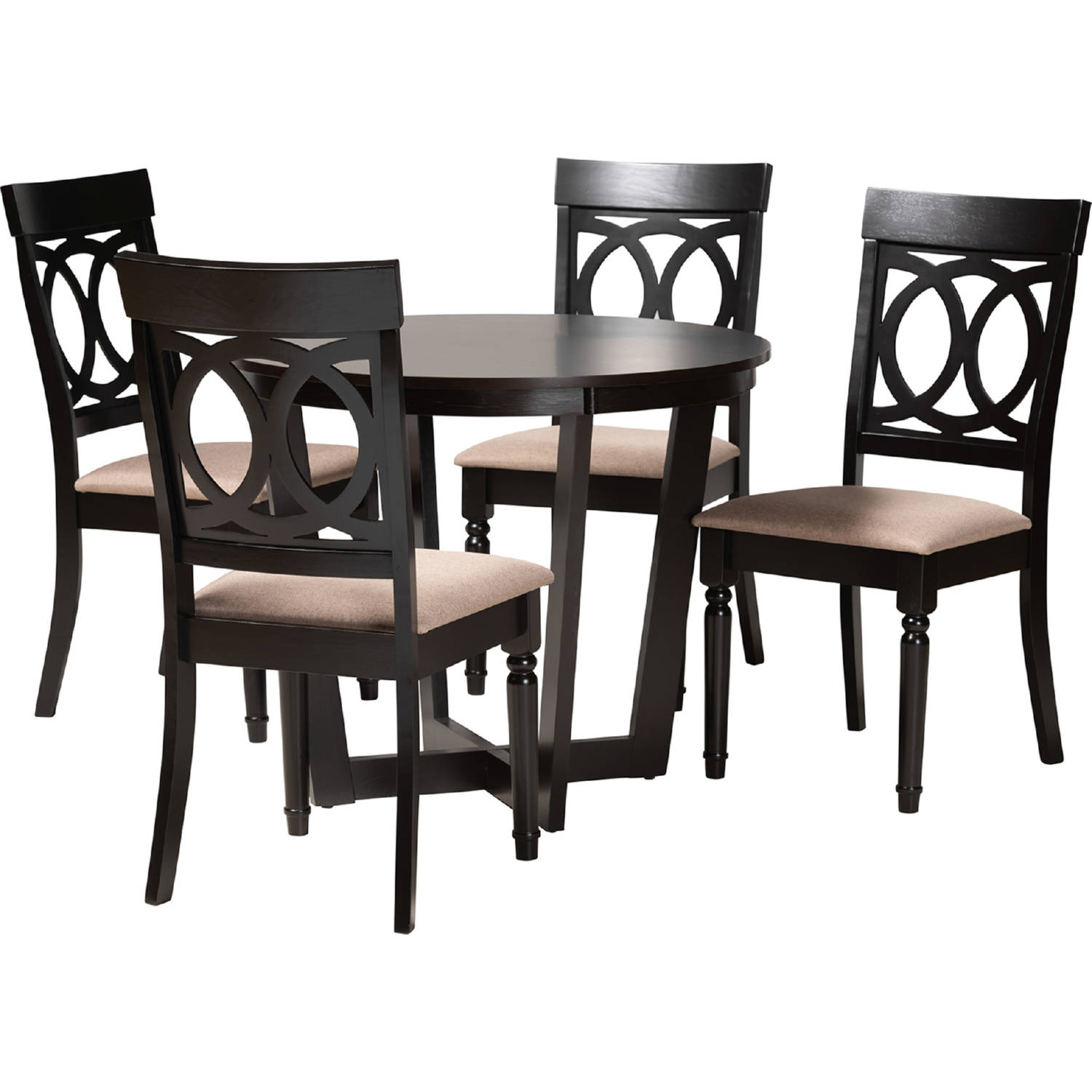Baxton Estelle-Sand/Dark Brown-5PC Dining Set Estelle 5 Piece Dining ...