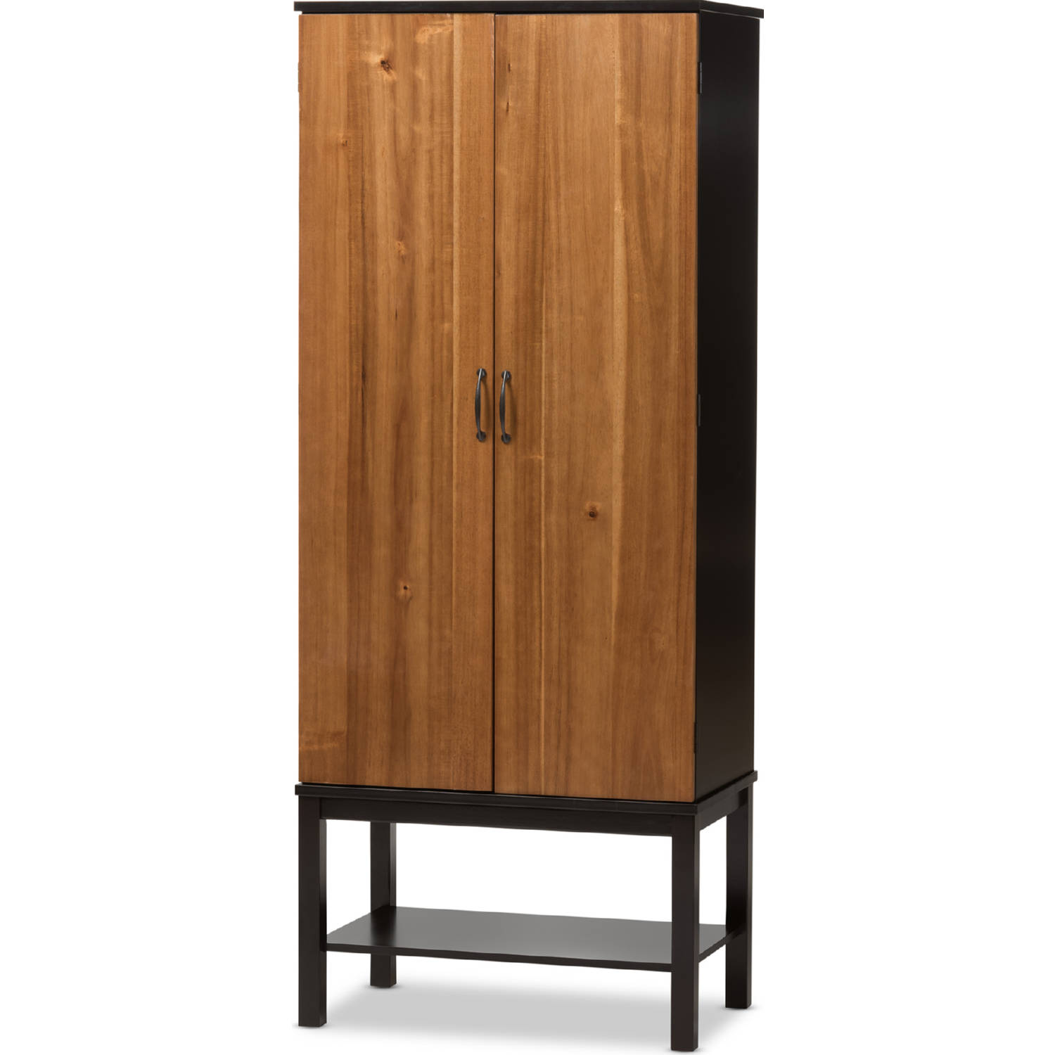 Baxton RT451-OCC-2CTN Marya Wine Cabinet in Dark Brown & Walnut Finish Wood