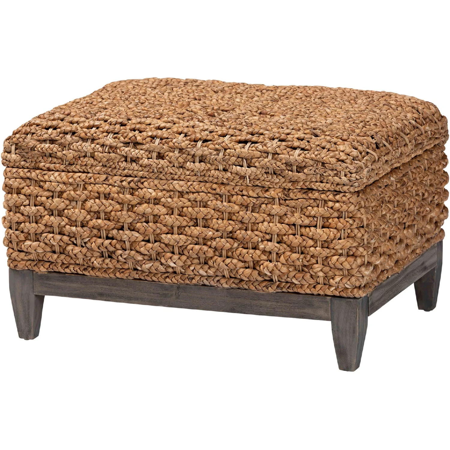 Baxton Kaya-Natural Brown/Black-Ottoman Bailey Lift Top Storage Ottoman ...