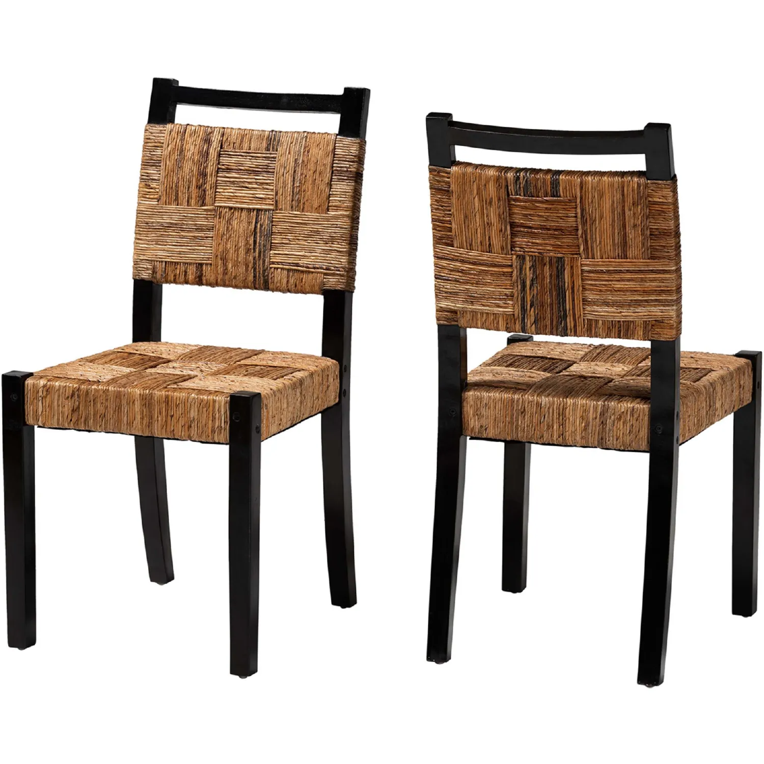 Baxton Cordoba-Type C-Black Wood/Natural Weave-DC-KD Box Raniya Dining ...