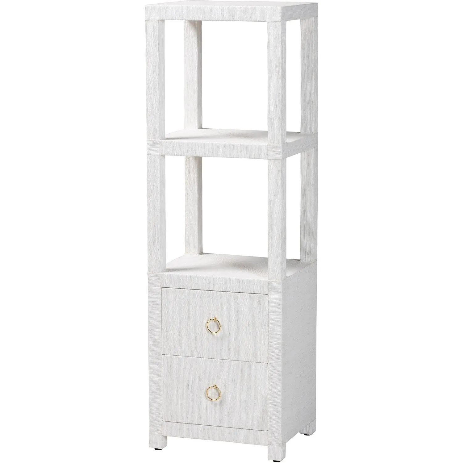 Baxton Xavier-White-2 Drawer-Cabinet Xavier Tall Bookcase Cabinet in ...