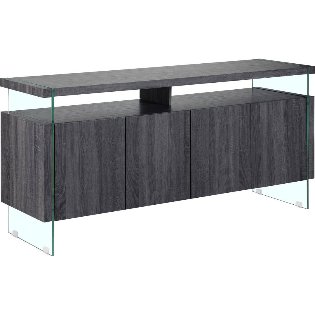Best Quality AC28 AC2 4 Door Server in Walnut Finish & Glass Legs