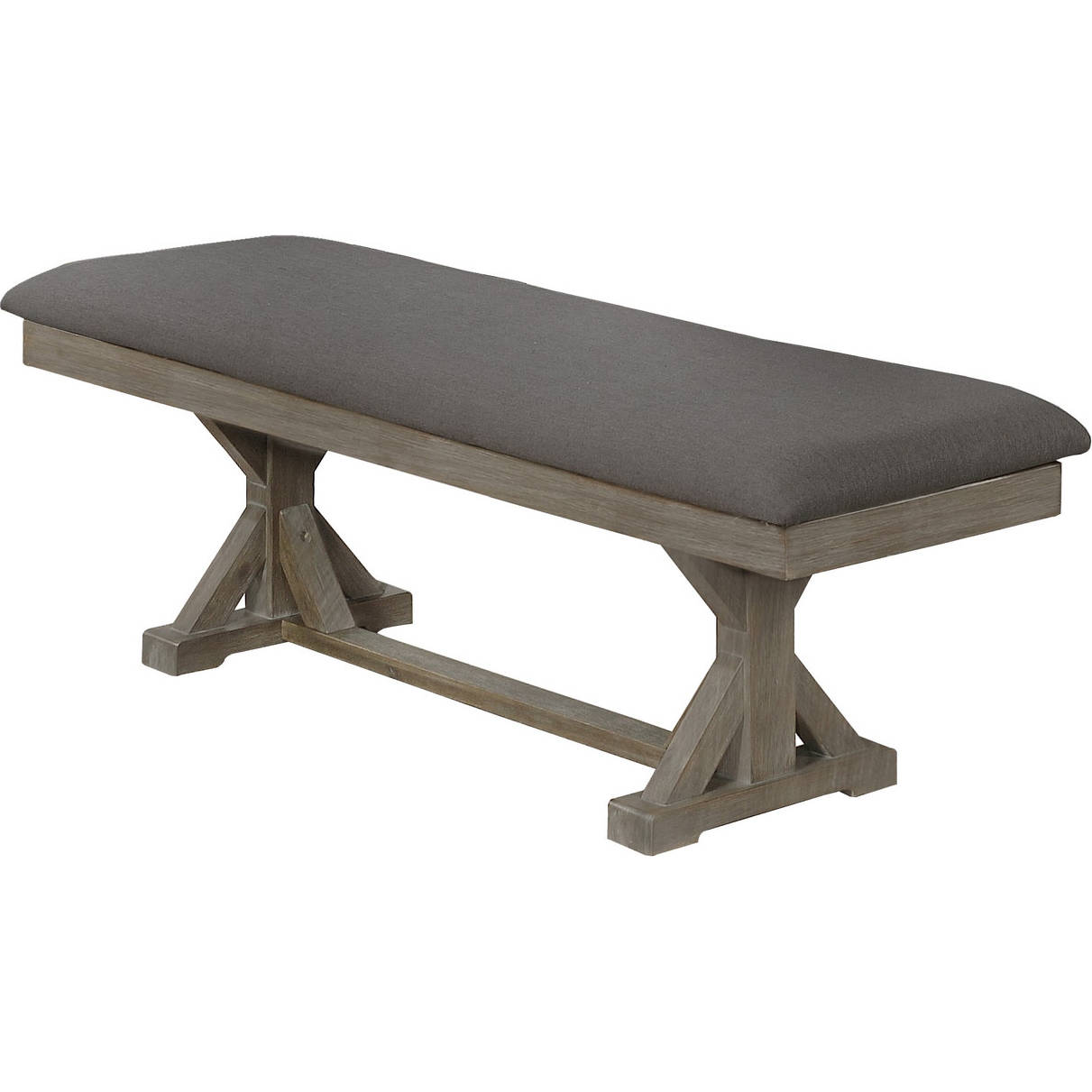 Best Quality D21-B D21 Dining Bench in Rustic Gray Brown Wood & Gray Linen