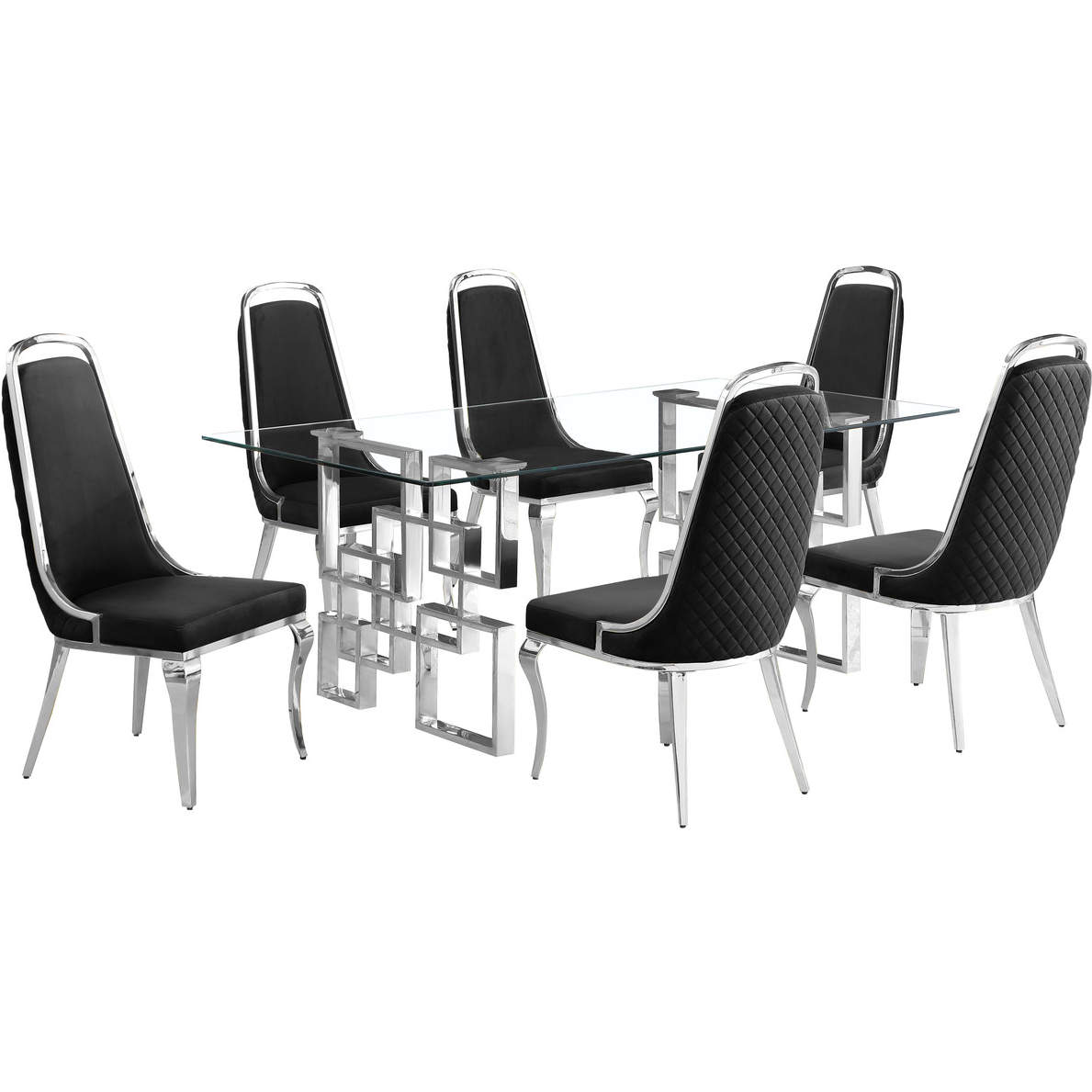 Best Quality D221-6SC312 D221 7 Piece Dining Set in Tempered Glass ...