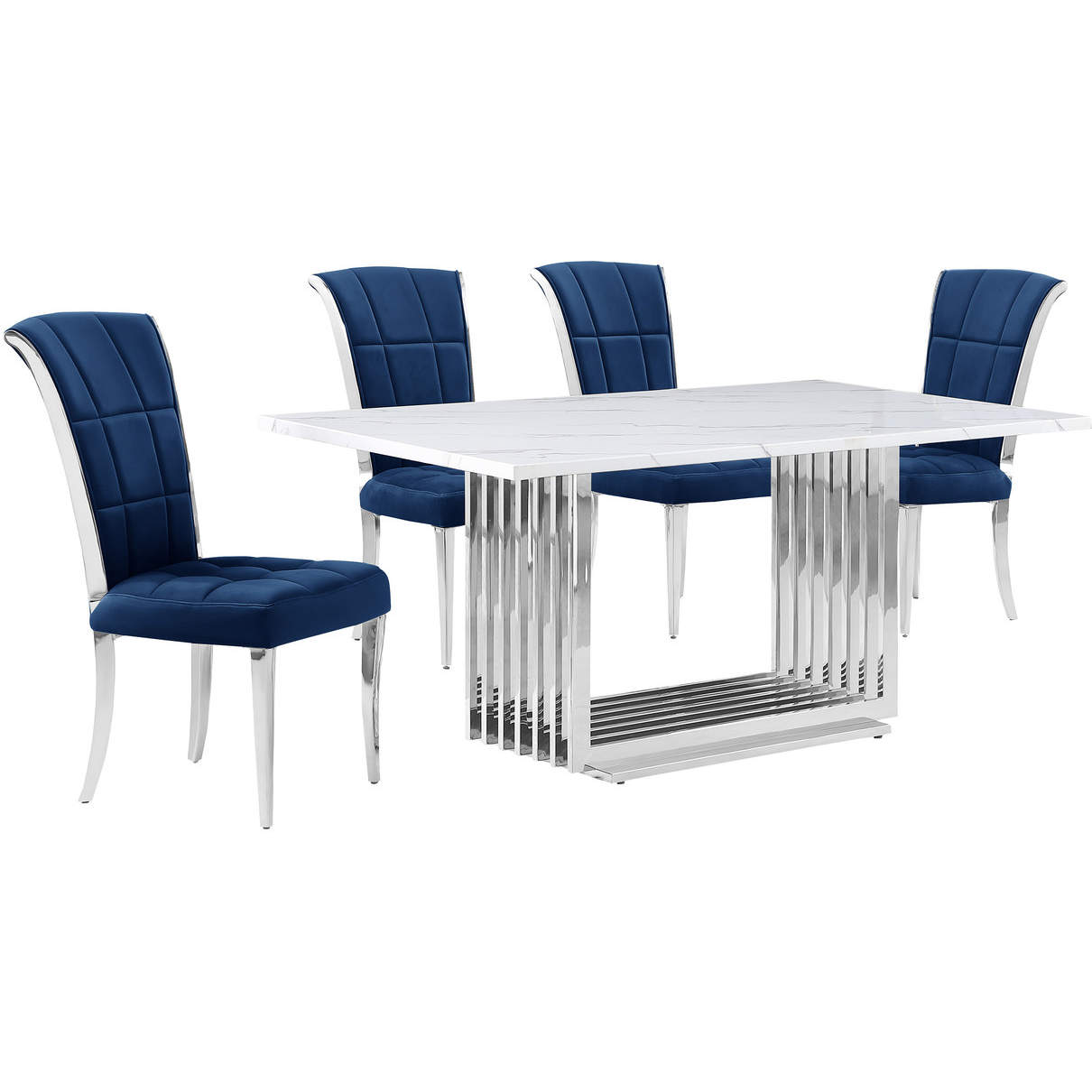 Best Quality D310-4SC321 D310 5 Piece Dining Set in White Marble ...