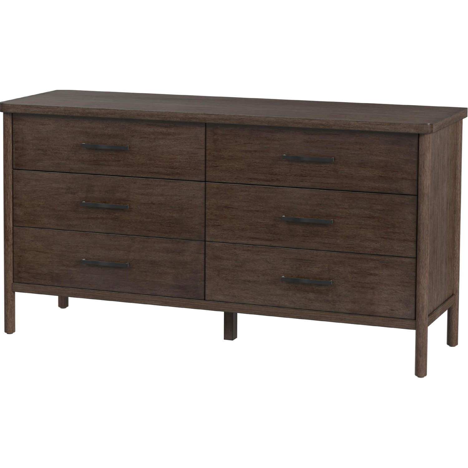 Butler 5755474 Lennon 60" 6 Drawer Rounded Leg Dresser in Brown Finish Wood